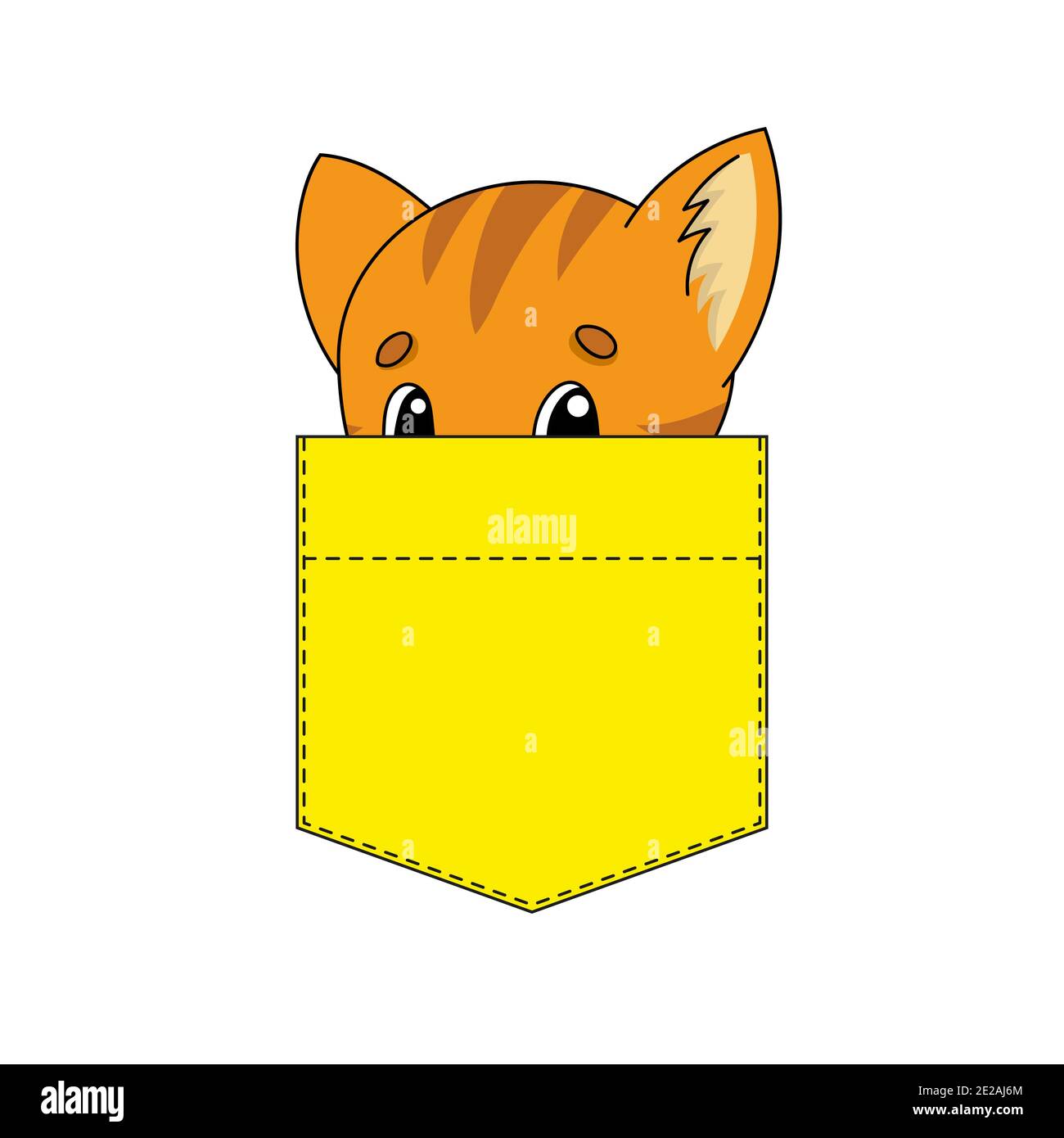 Cute character in shirt pocket. Cat animal. Colorful vector ...