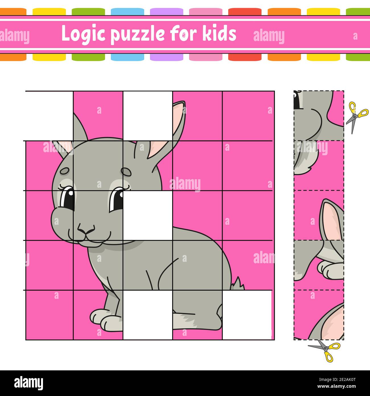 Logic puzzle for kids. Rabbit bunny animal. Education developing ...
