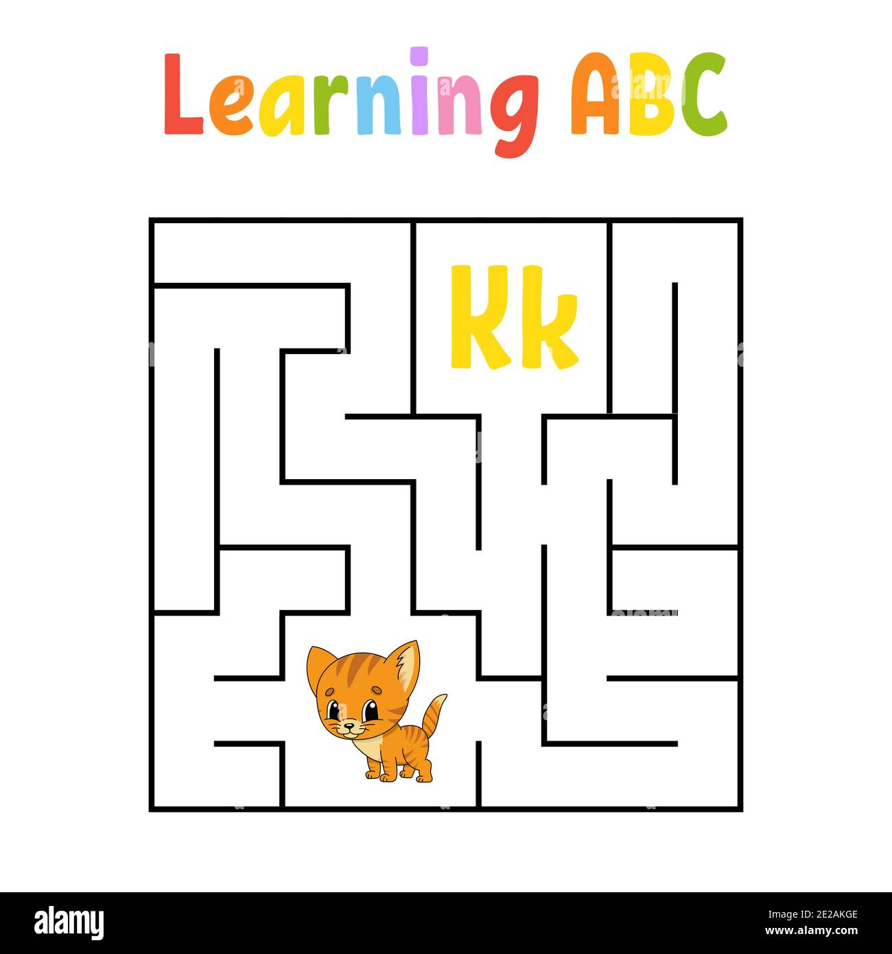 Square maze. Game for kids. Cat animal. Quadrate labyrinth. Education ...