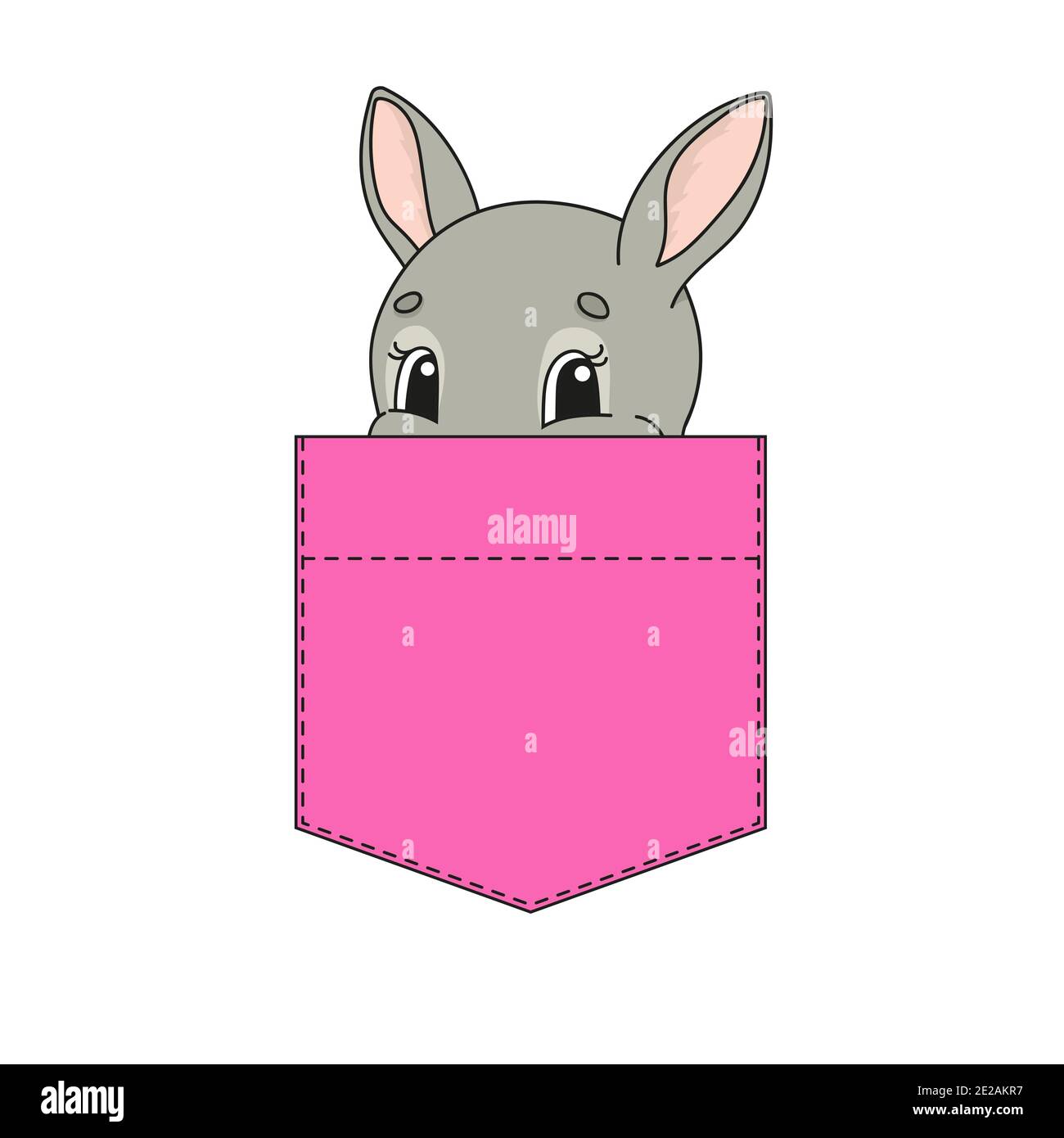 Cute character in shirt pocket. Rabbit bunny animal. Colorful vector ...