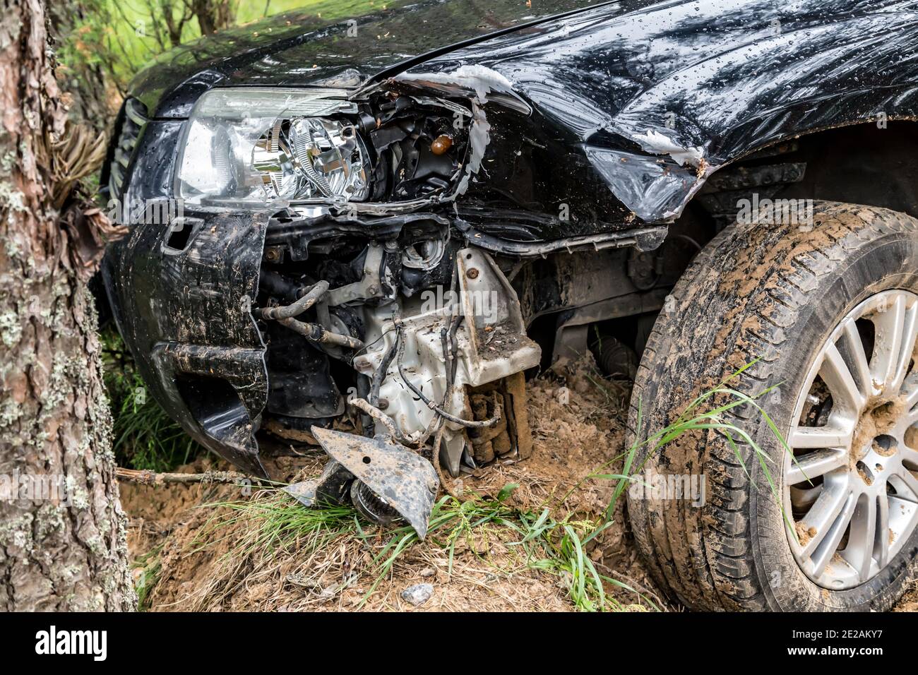 Automobile tire damaged after an impact hi-res stock photography and ...