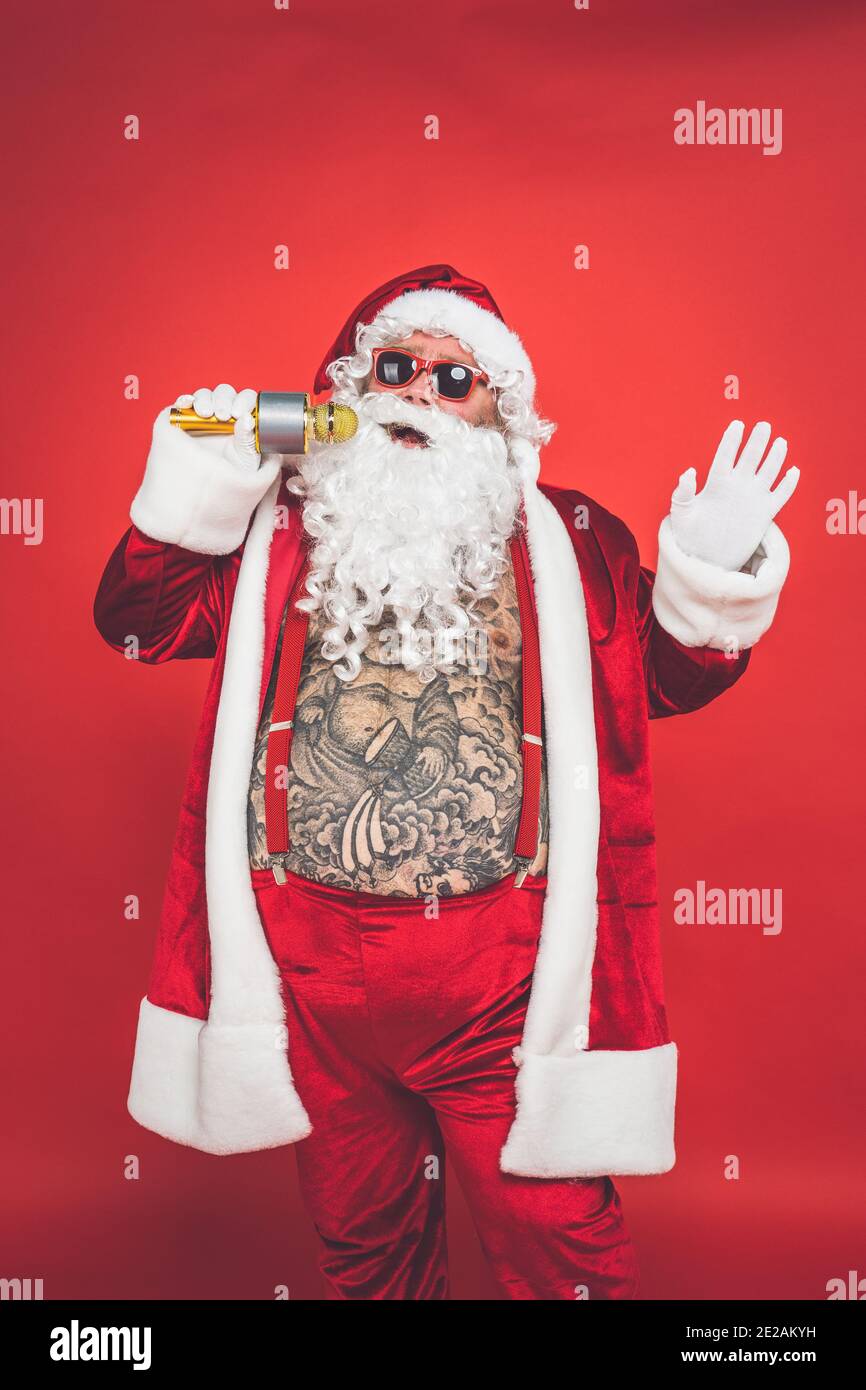 Fat man with tattoo christmas hi-res stock photography and images - Alamy
