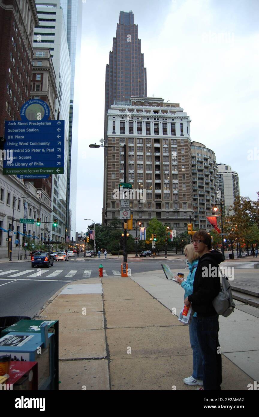 Signs and skyscrapers Philadelphia United States of America tall ...