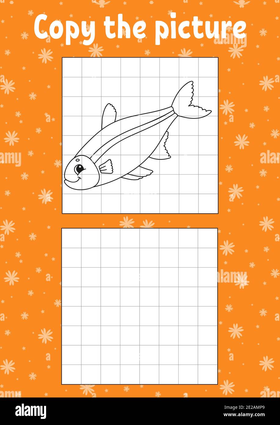 Copy the picture. Fish. Coloring book pages for kids. Education ...