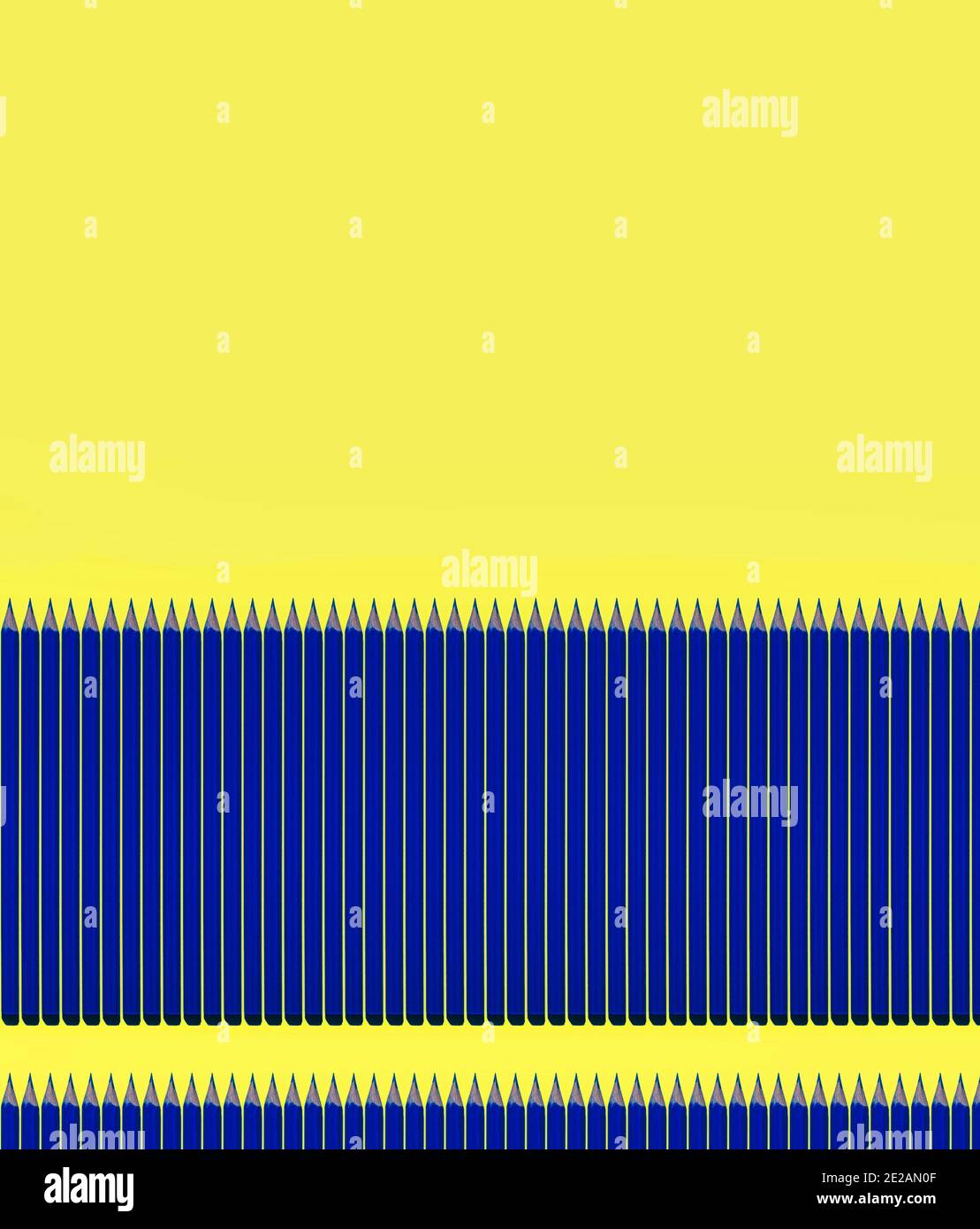 Pattern of blue pencils at yellow background Stock Photo - Alamy