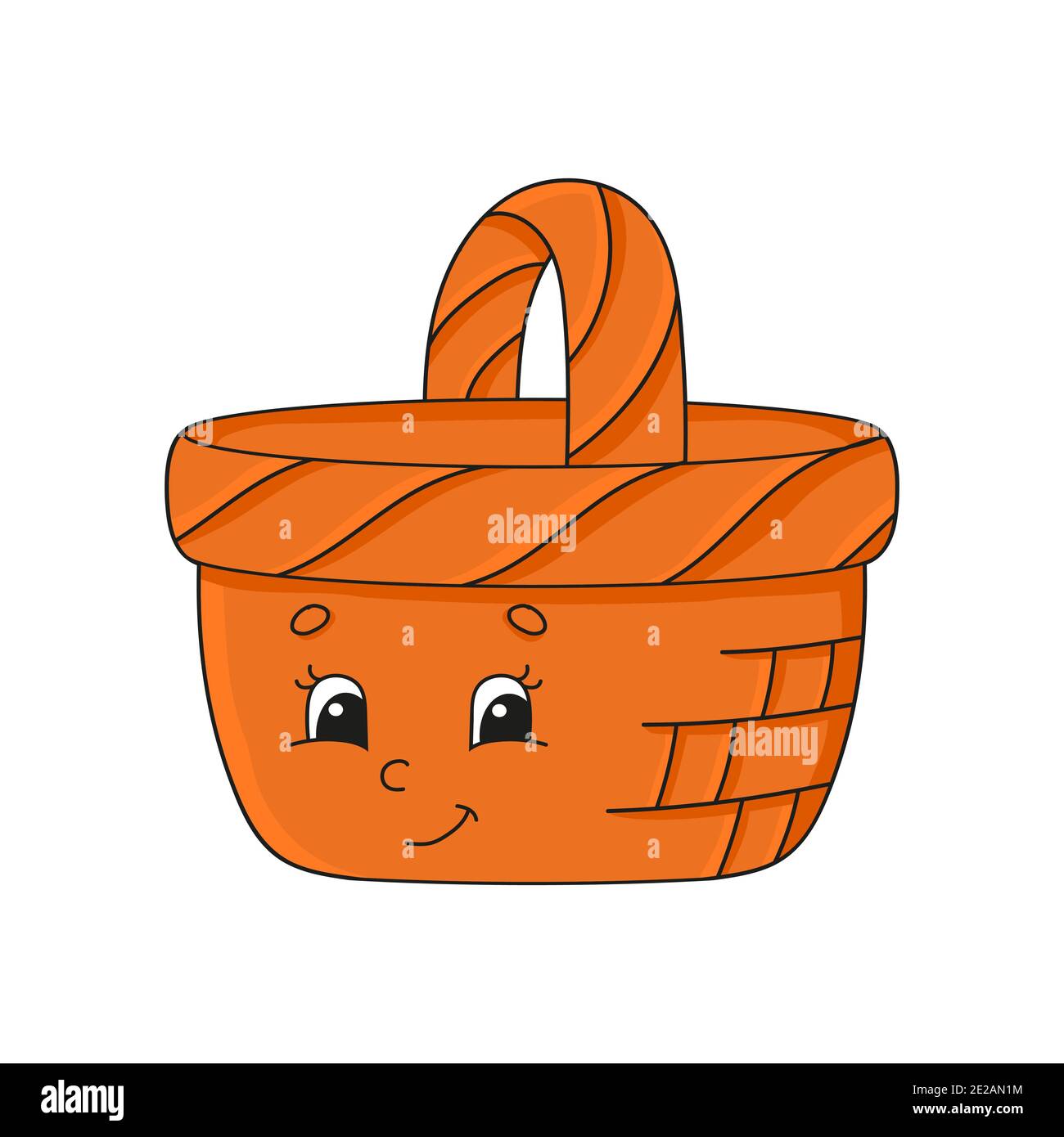 Cute character. Colorful vector illustration. Wood basket. Cartoon ...