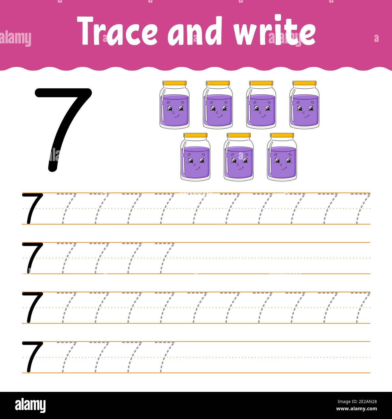 Number 7. Trace and write. Handwriting practice. Learning numbers for ... Number 7. Trace and write. Handwriting practice. Learning numbers for ...