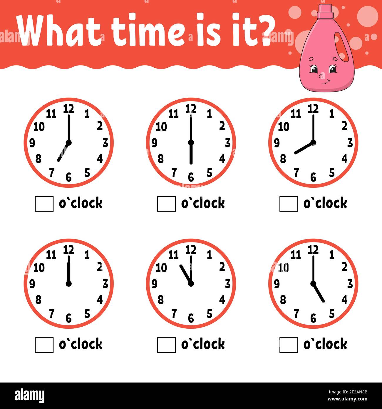 Learning time on the clock. Educational activity worksheet for kids and ...