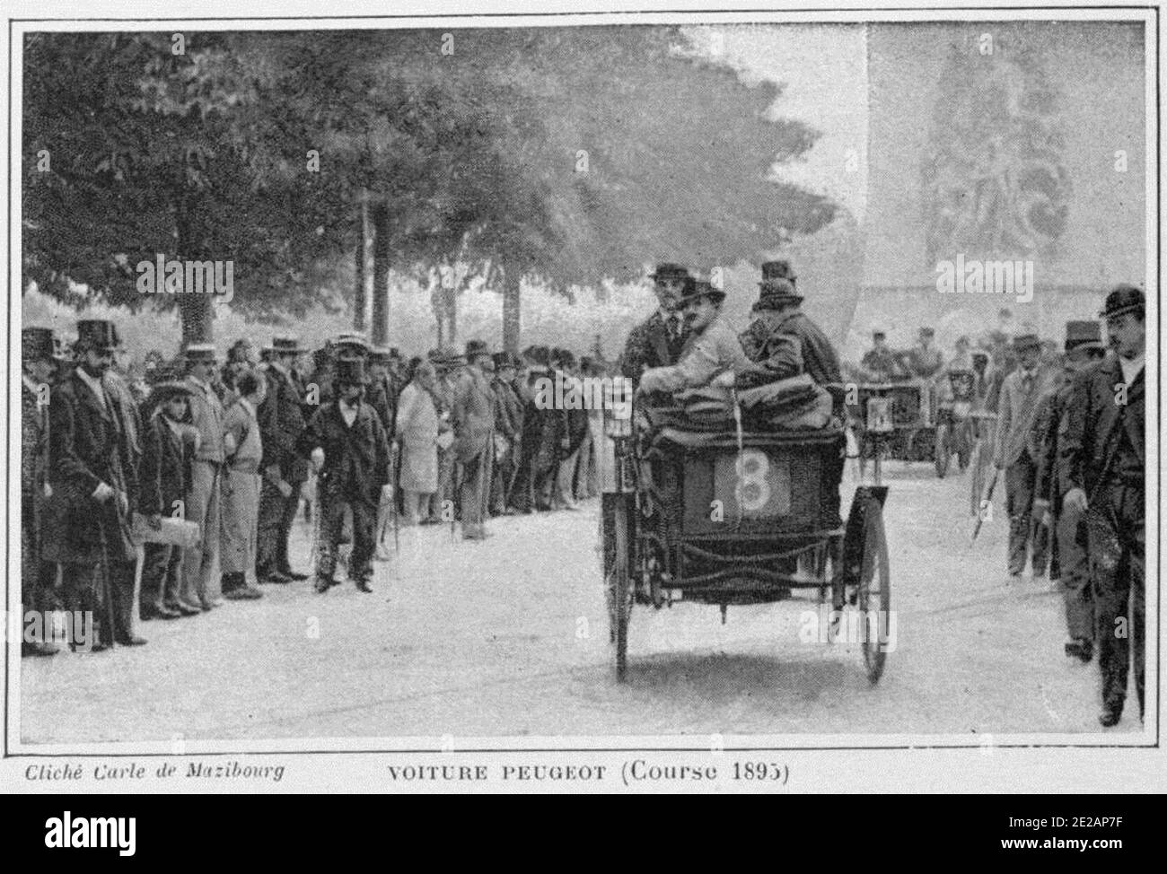 Auguste Doriot's Peugeot car, departing from Paris-Bordeaux-Paris 1895 ...