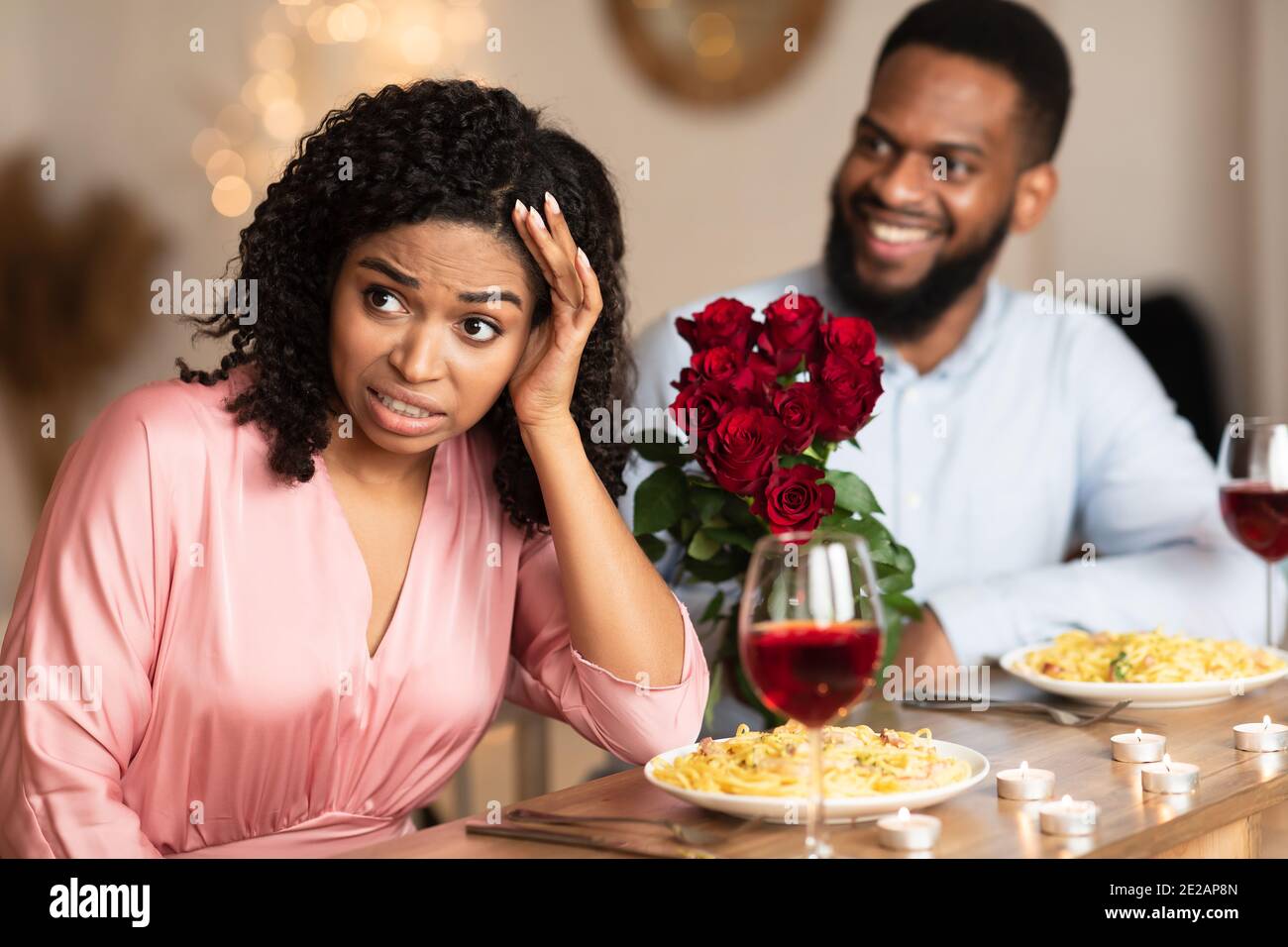 Woman on date in restaurant hi-res stock photography and images - Alamy
