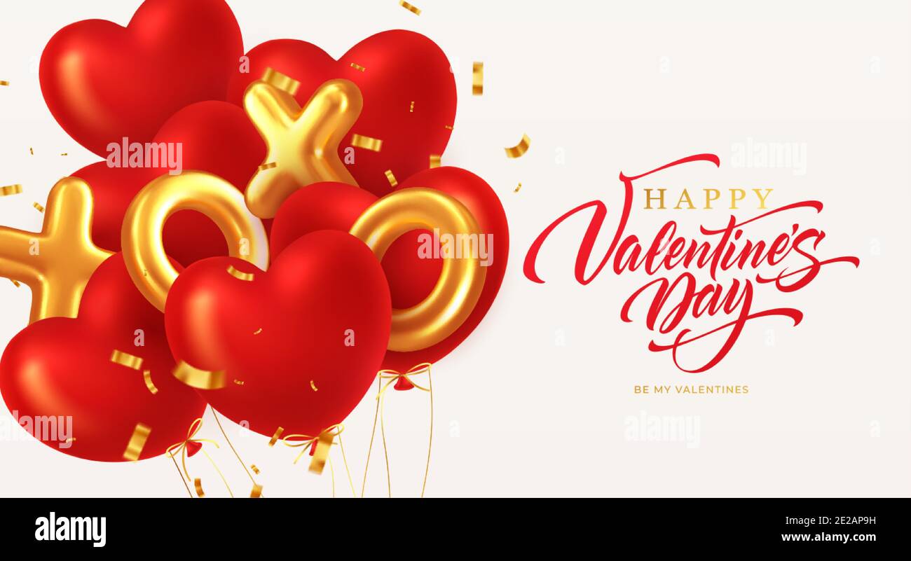Glossy 3d heart balloons Stock Vector Images - Alamy