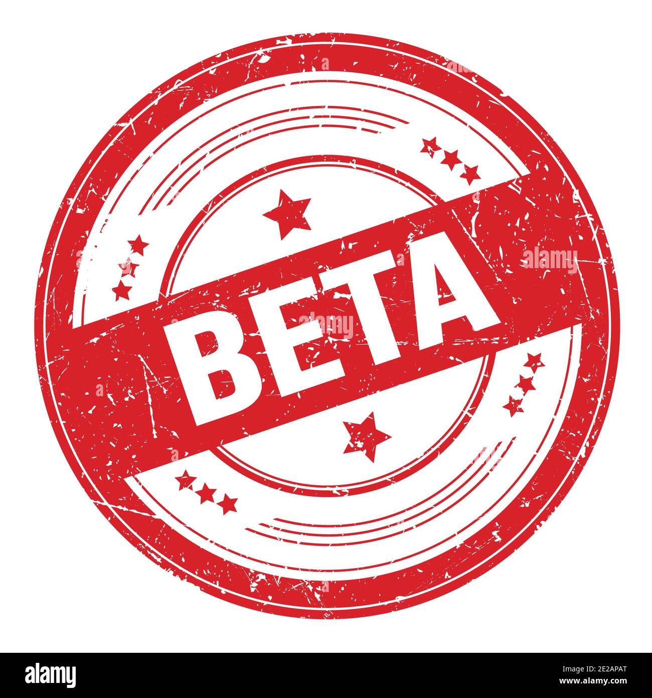 BETA text on red round grungy texture stamp Stock Photo - Alamy