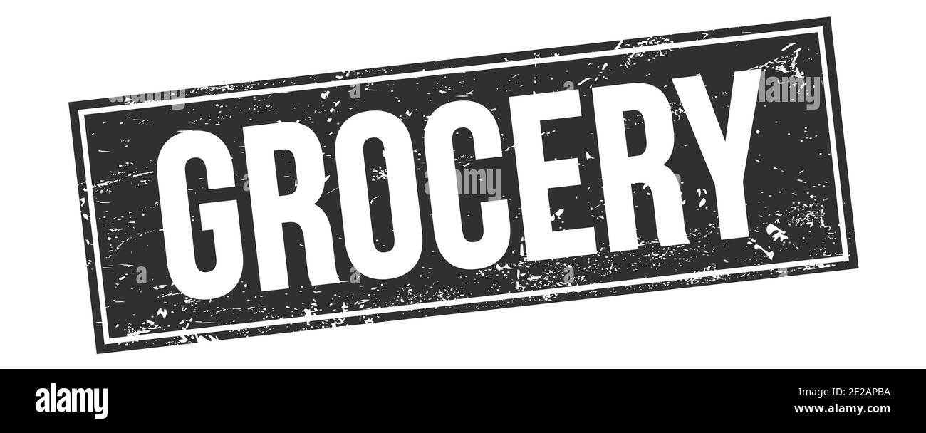 GROCERY text on black grungy rectangle stamp sign Stock Photo - Alamy