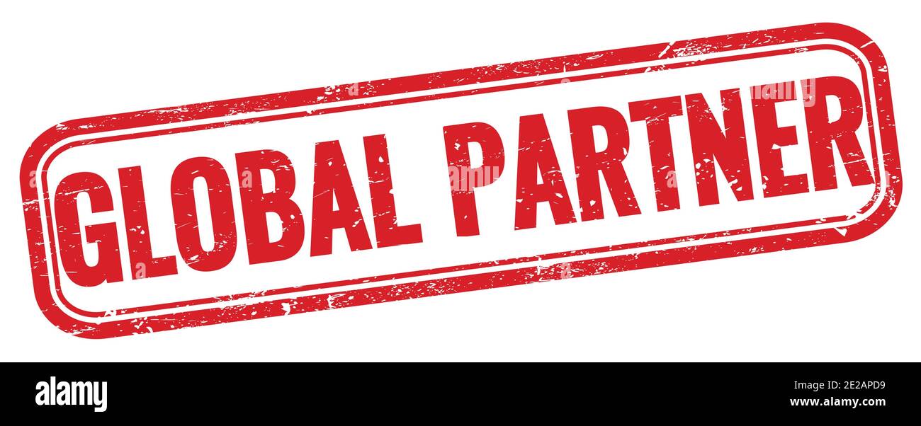 GLOBAL PARTNER text on red grungy rectangle stamp Stock Photo - Alamy