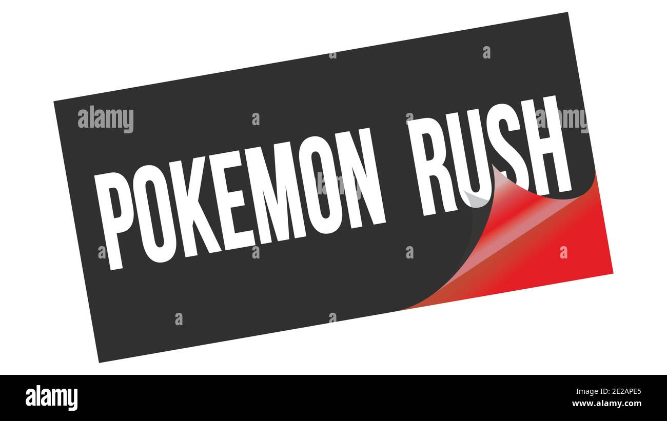 POKEMON RUSH text written on black red sticker stamp Stock Photo - Alamy