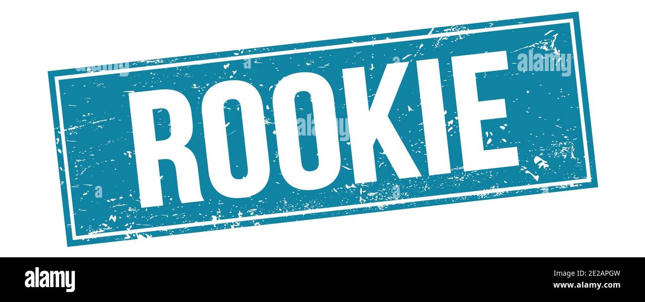 ROOKIE text on blue grungy rectangle stamp sign Stock Photo - Alamy