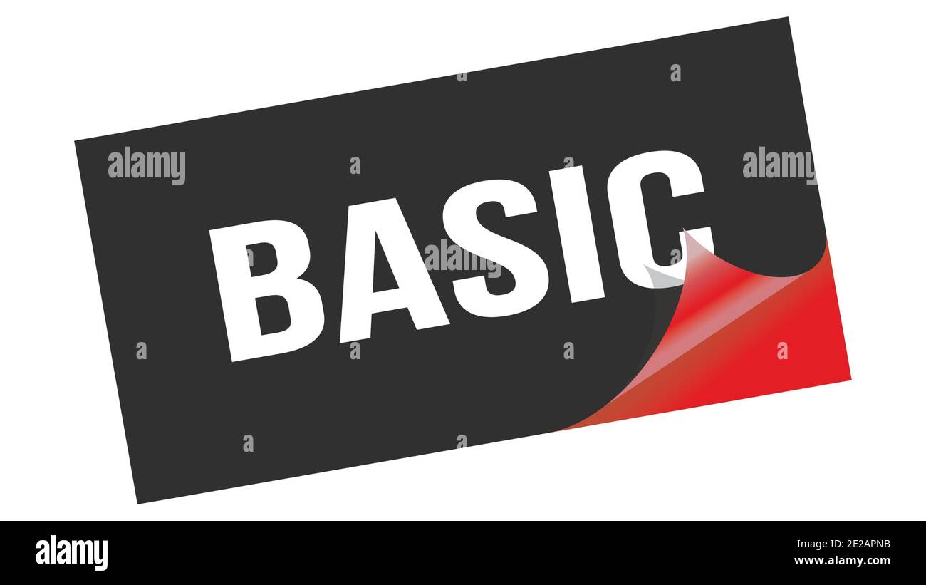 BASIC text written on black red sticker stamp Stock Photo - Alamy