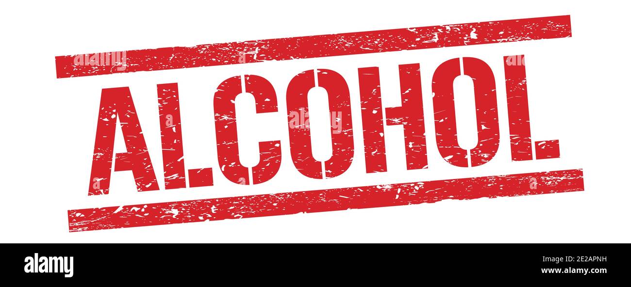 ALCOHOL text on red grungy rectangle stamp sign Stock Photo - Alamy