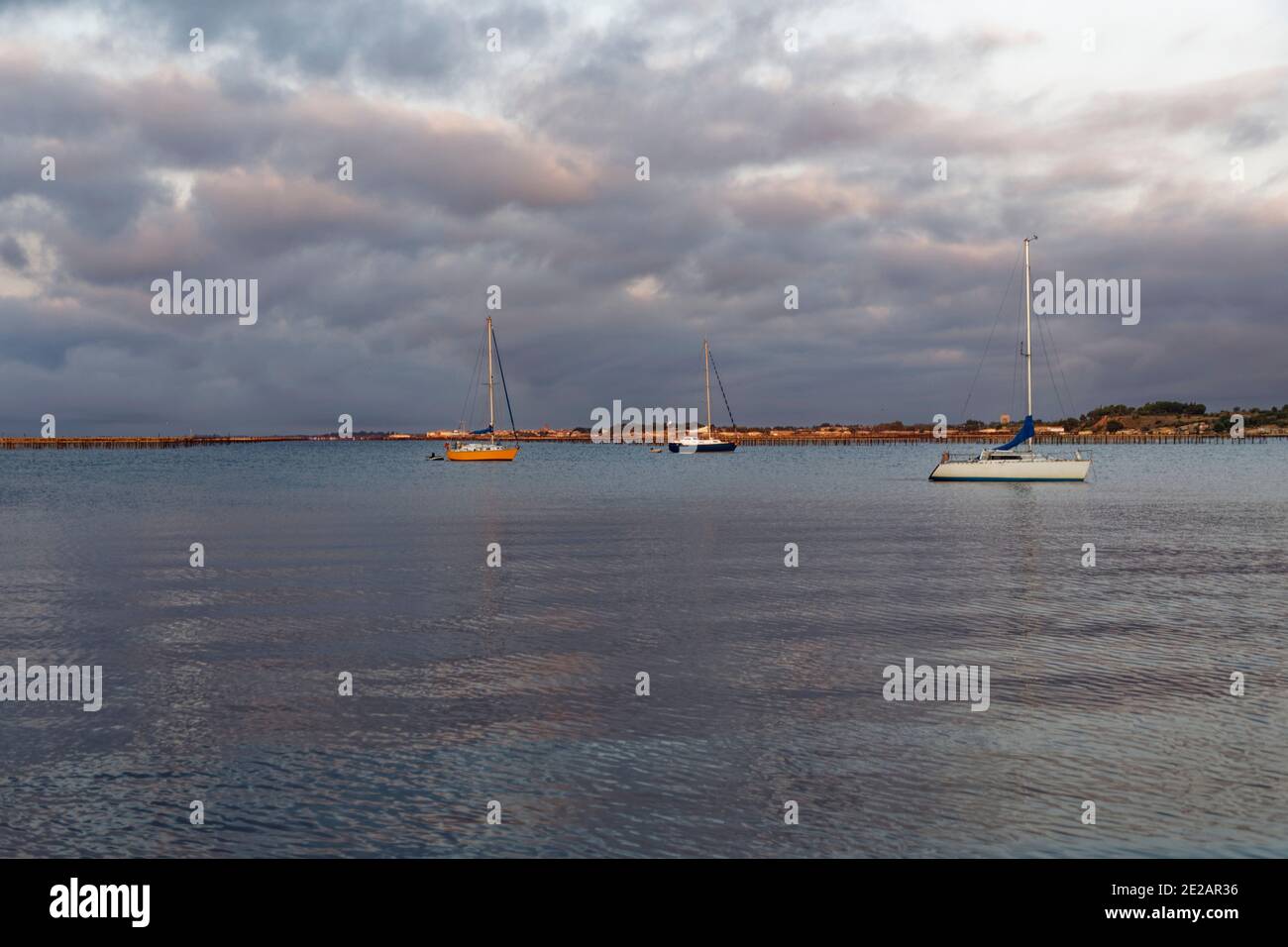 Bouzigues, France. 15th Aug, 2016. Sailboats on The Thau lagoon in ...