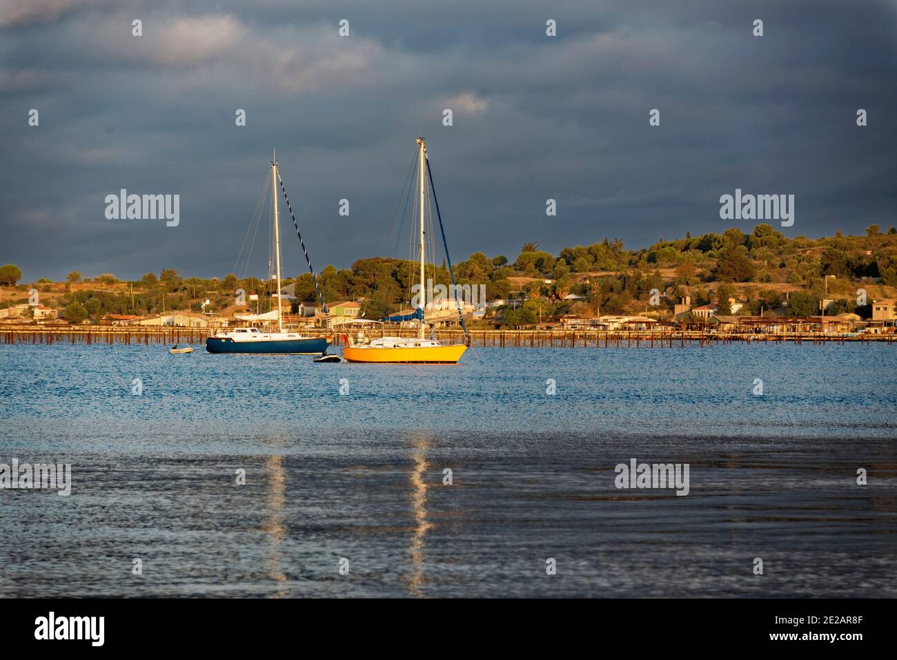 Bouzigues, France. 15th Aug, 2016. Sailboats on The Thau lagoon in ...