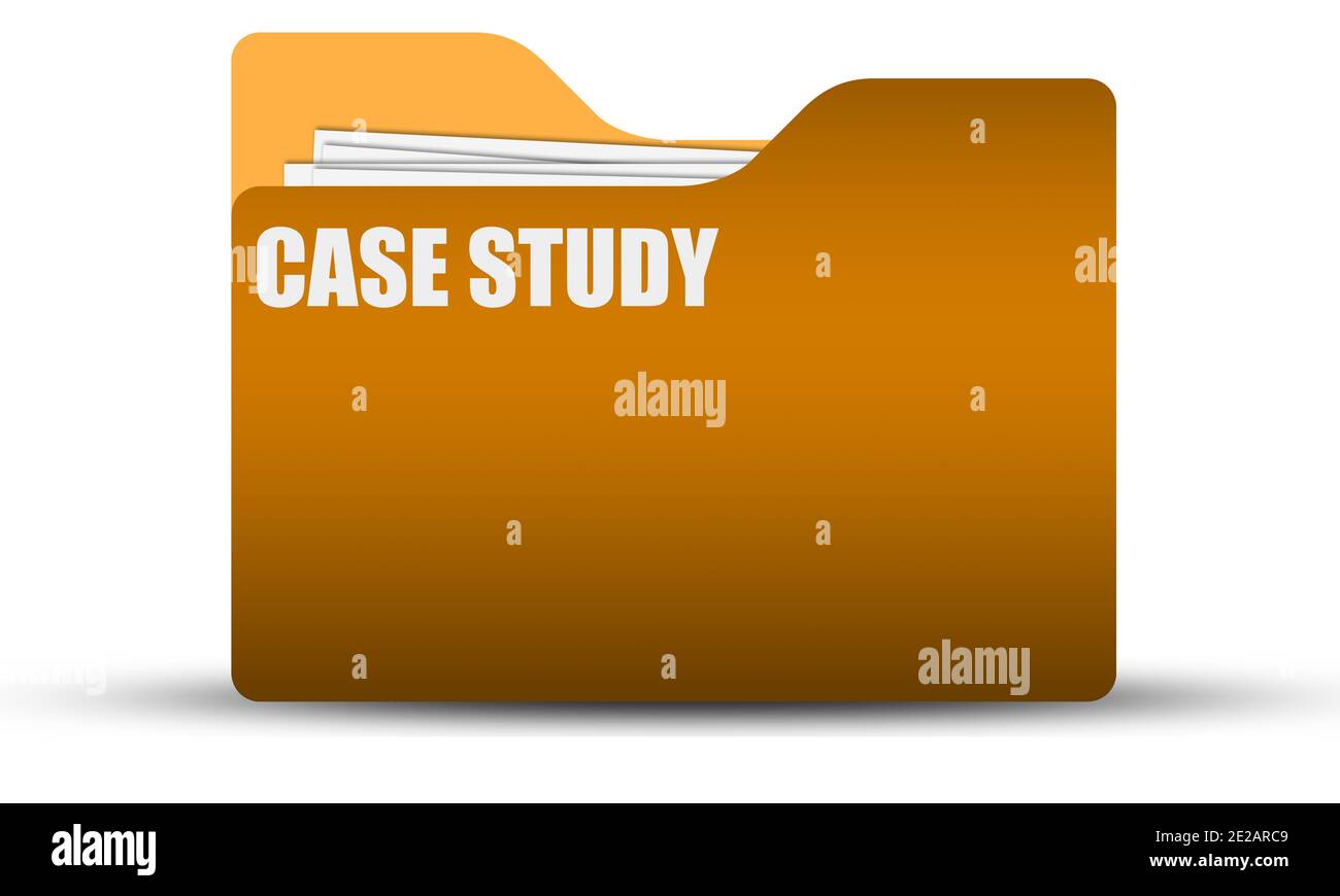 Manila file folder with an inscription 'case study' isolated on a white ...