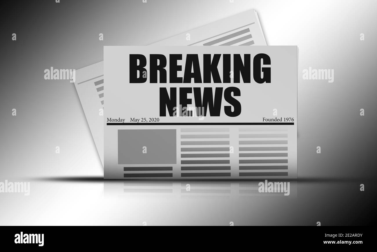 Newspaper with a headline 'breaking news Stock Photo - Alamy