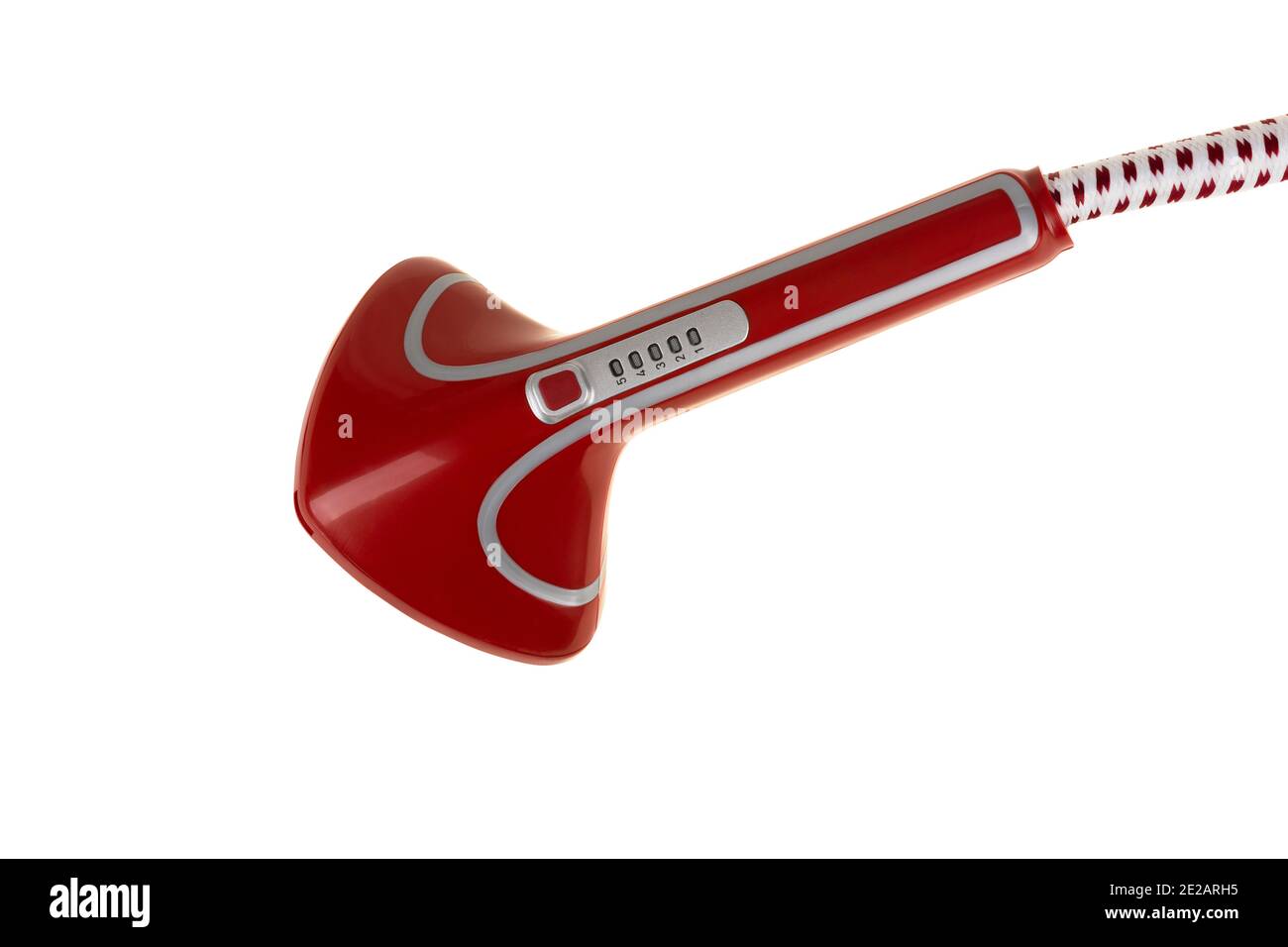 Close-up of vertical steam iron for clothes isolated white background ...