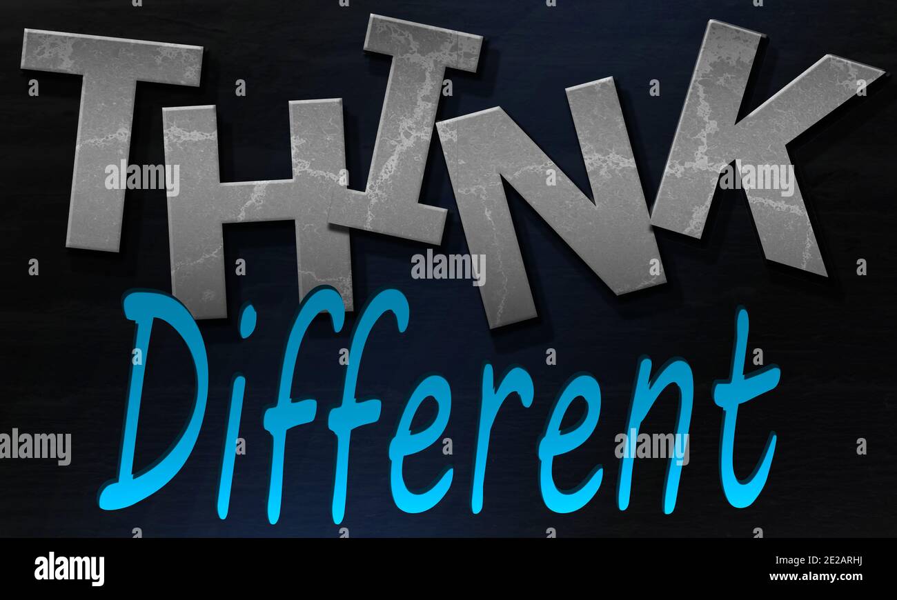 Inspirational quote 'think different' on a dark background Stock Photo ...