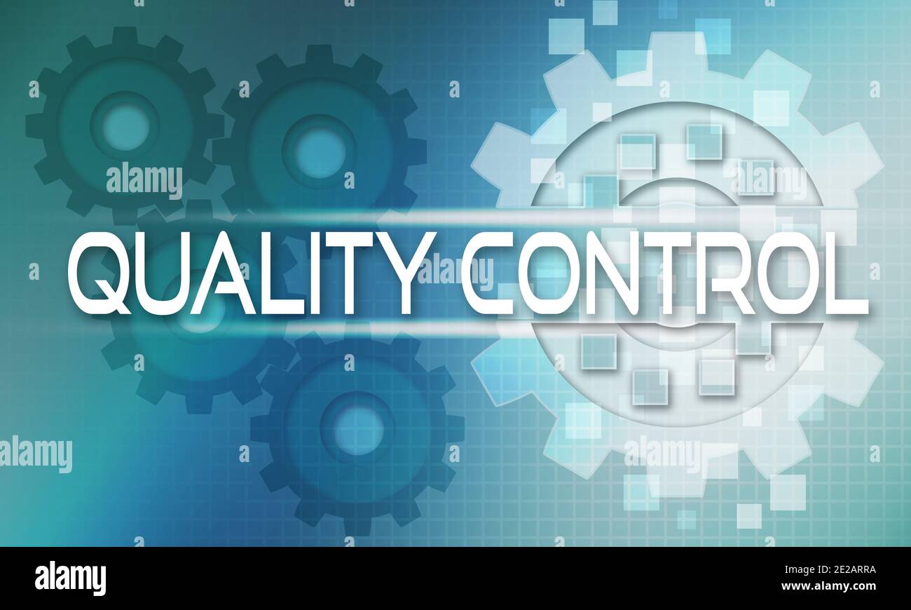 Text 'quality control' on the technological background with gears Stock ...