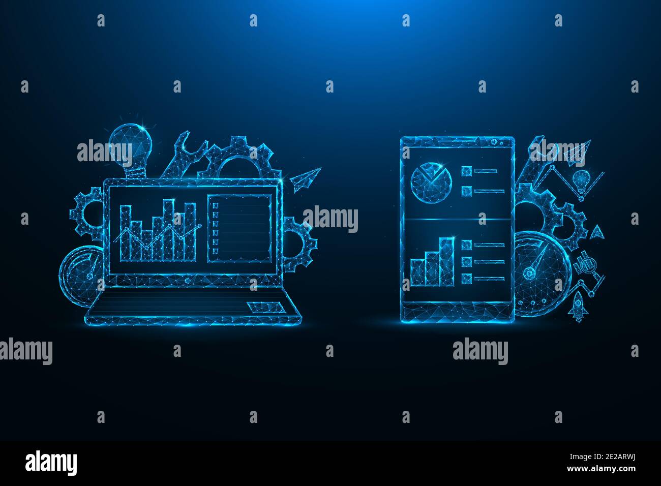 SEO optimization low poly design. Search engine optimization for mobile ...