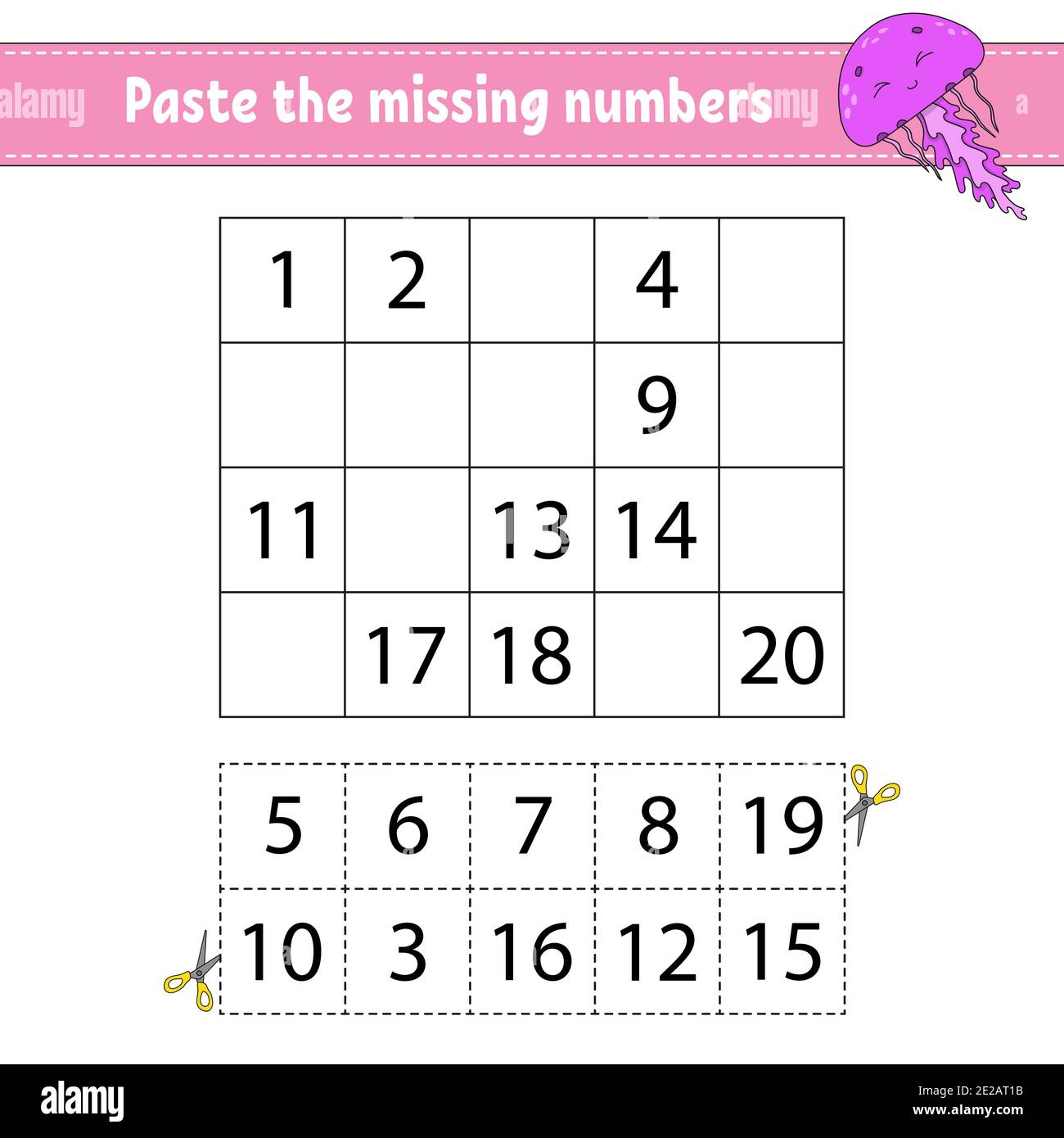 Paste the missing numbers. Game for children. Handwriting practice ...
