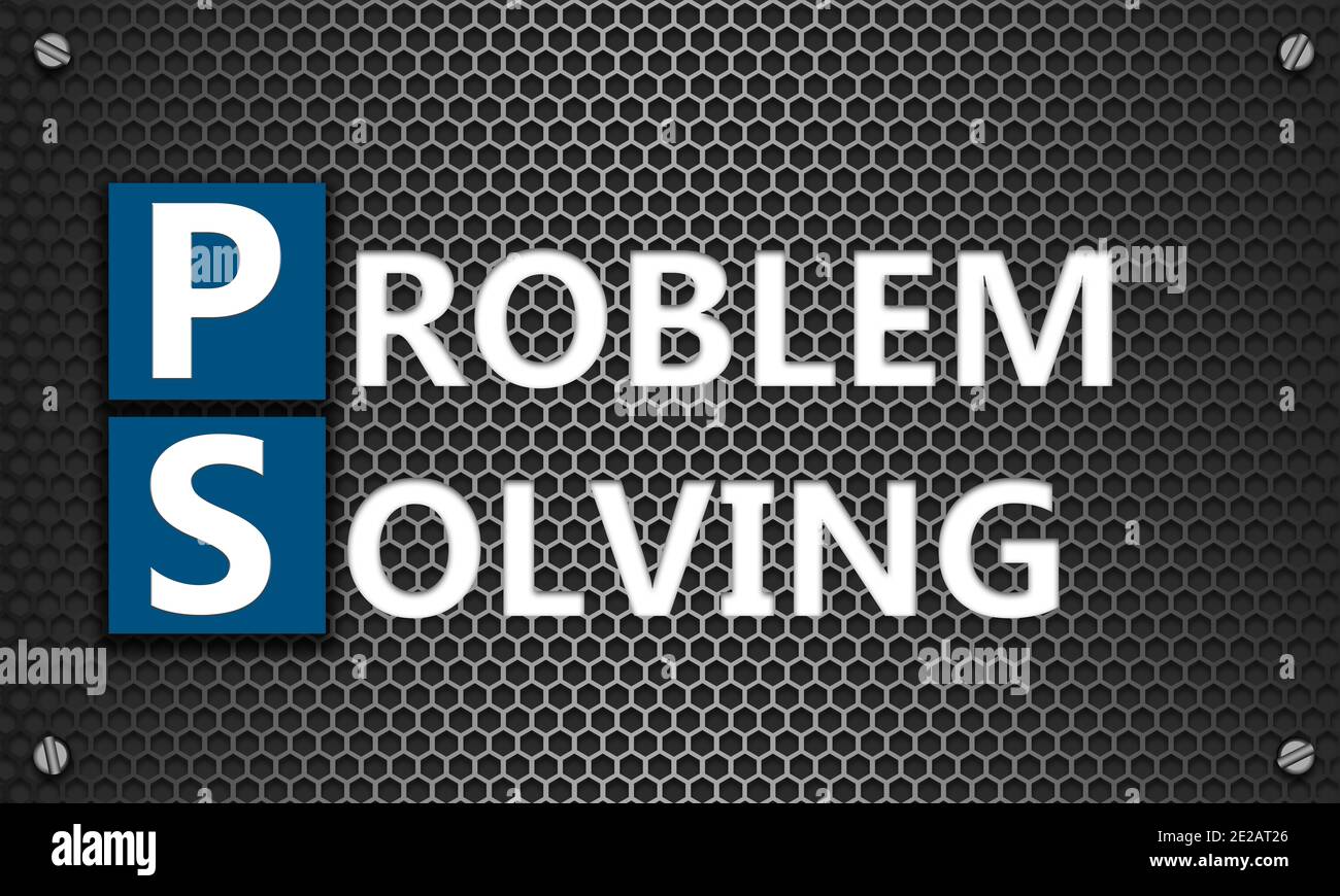 Text 'problem solving' on mesh hexagon background Stock Photo - Alamy