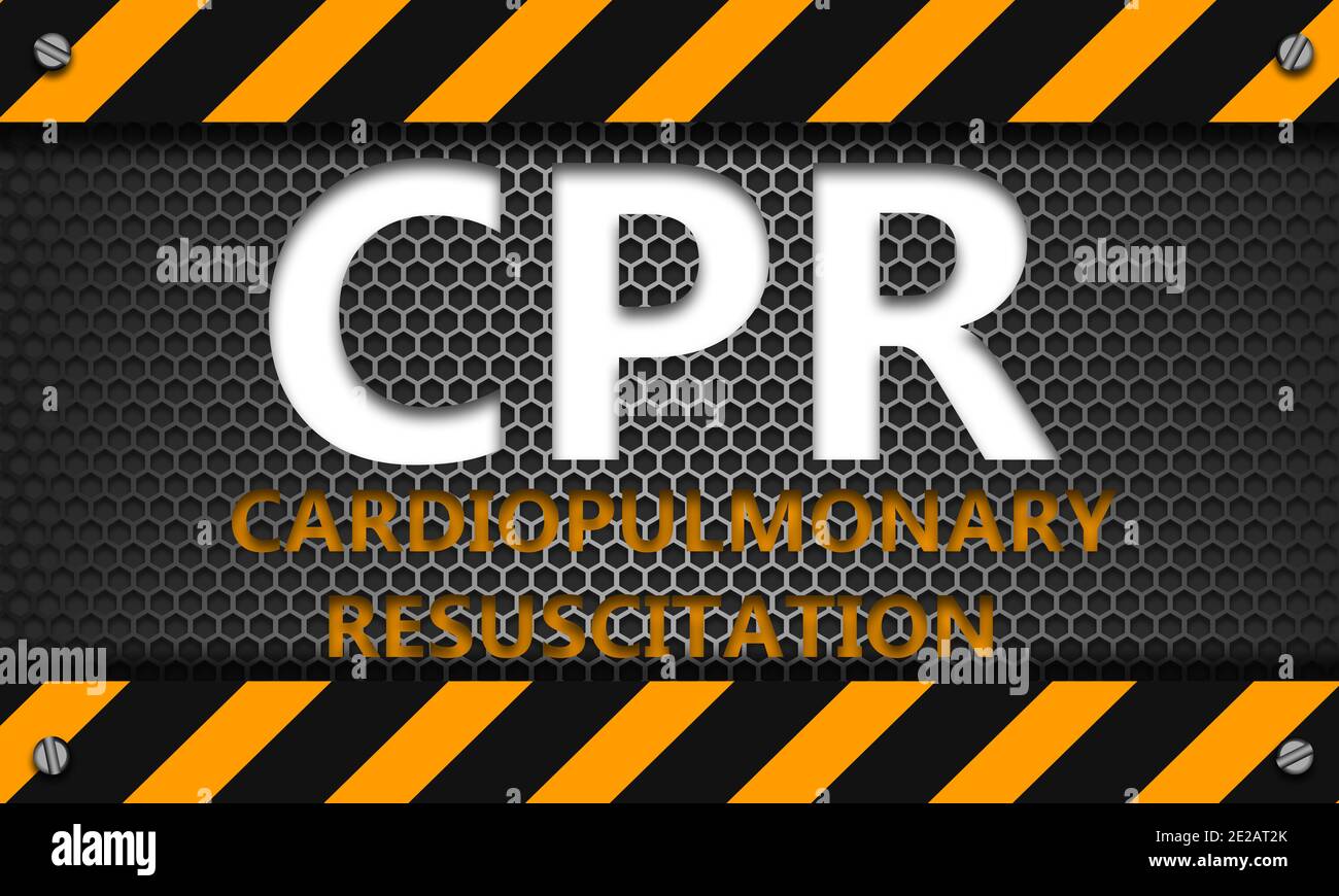 Text 'CPR - Cardiopulmonary Resuscitation' on mesh hexagon background ...