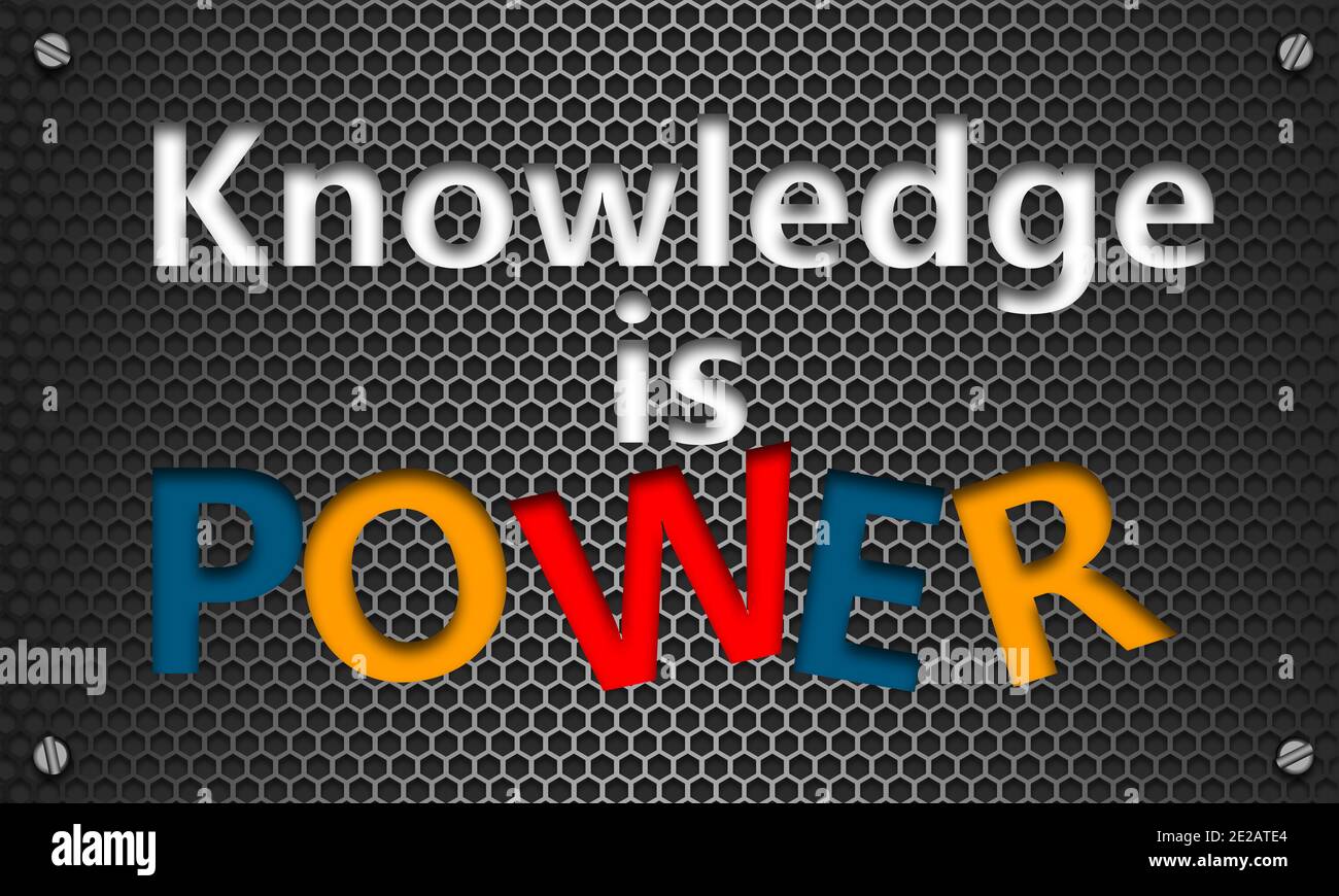 Text 'knowledge is power' on mesh hexagon background Stock Photo - Alamy