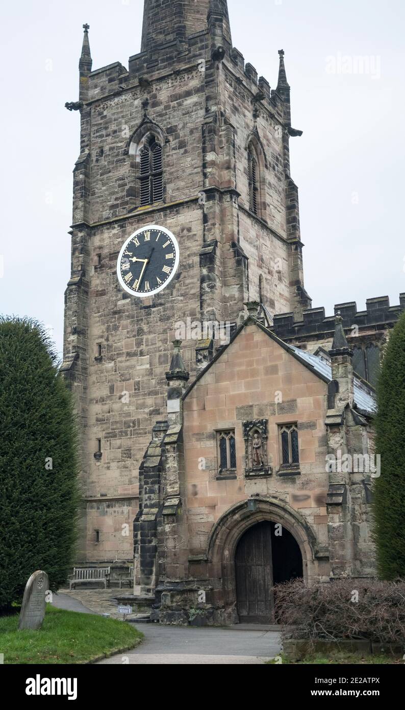 Typical church tower with clock face Stock Photo - Alamy