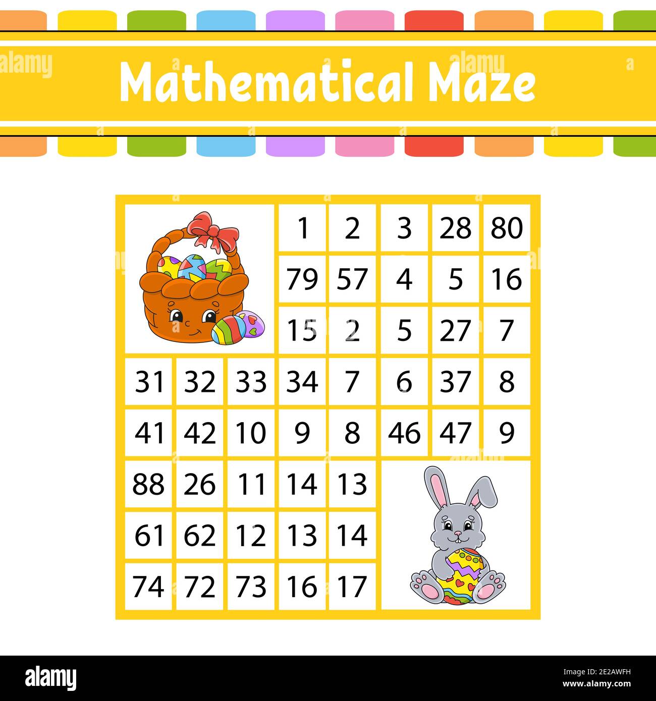 Mathematical maze. Game for kids. Number labyrinth. Education ...