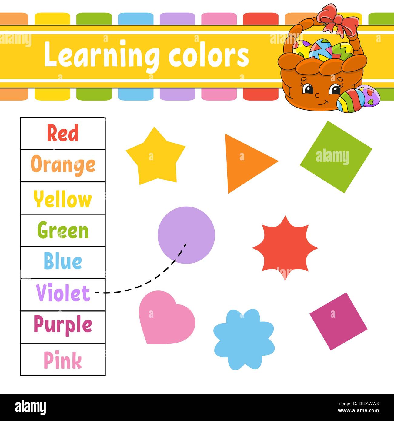 Learning colors. Education developing worksheet. Easter basket ...