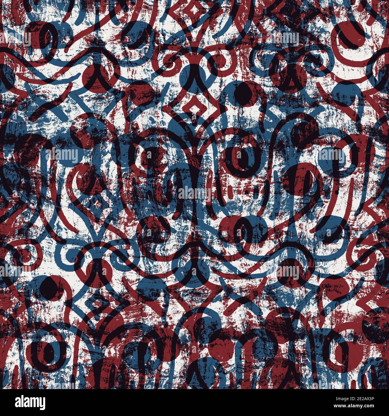Seamless damask pattern in red blue black white Stock Photo - Alamy