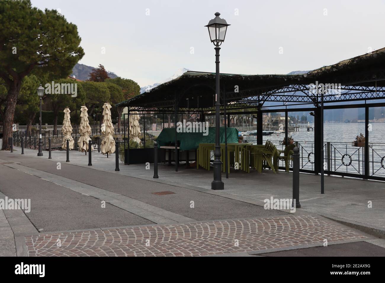 Closed restaurant in Lenno, lake Como, Italy Stock Photo - Alamy