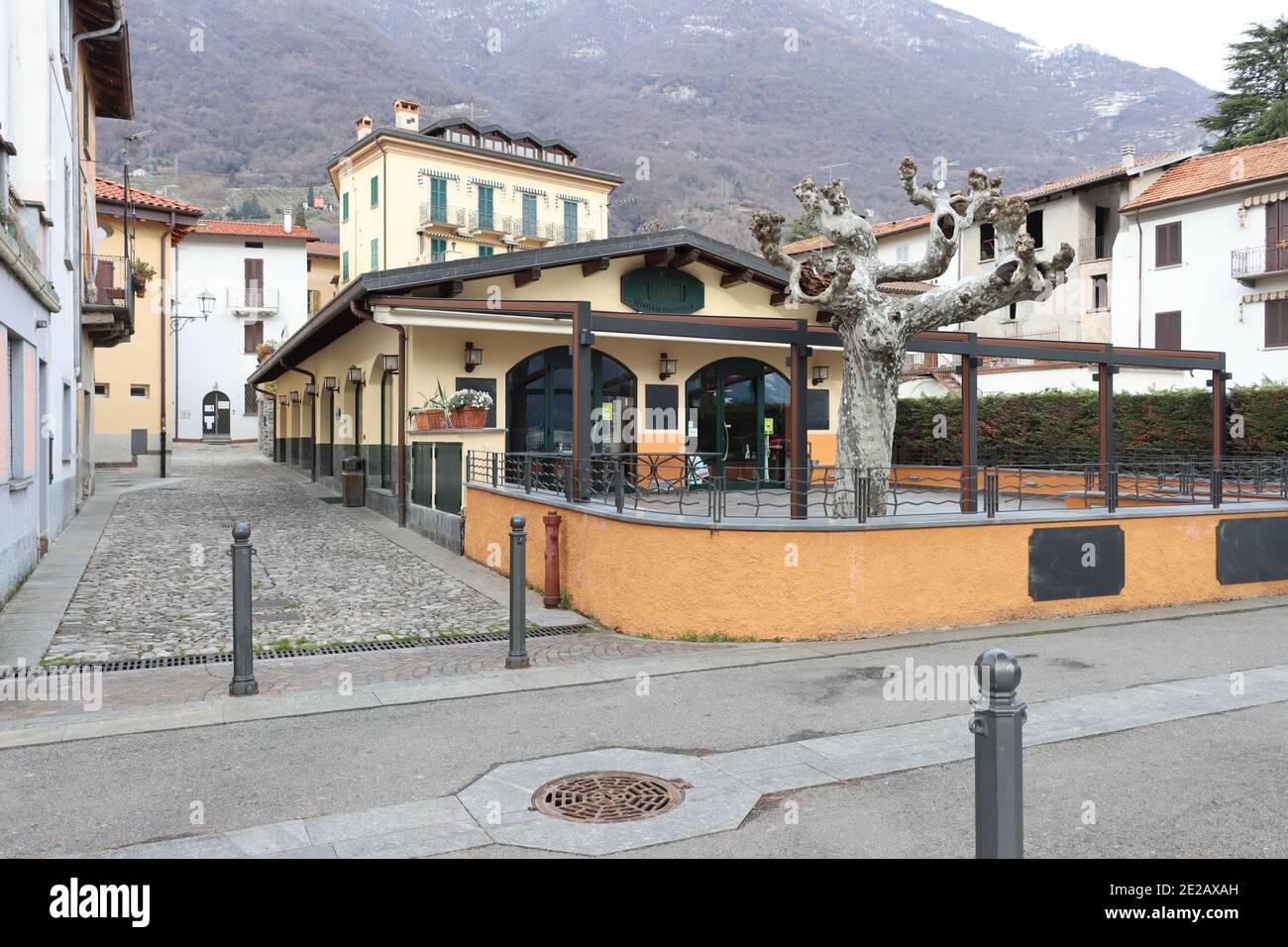 Closed restaurant in Lenno, lake Como, Italy Stock Photo - Alamy