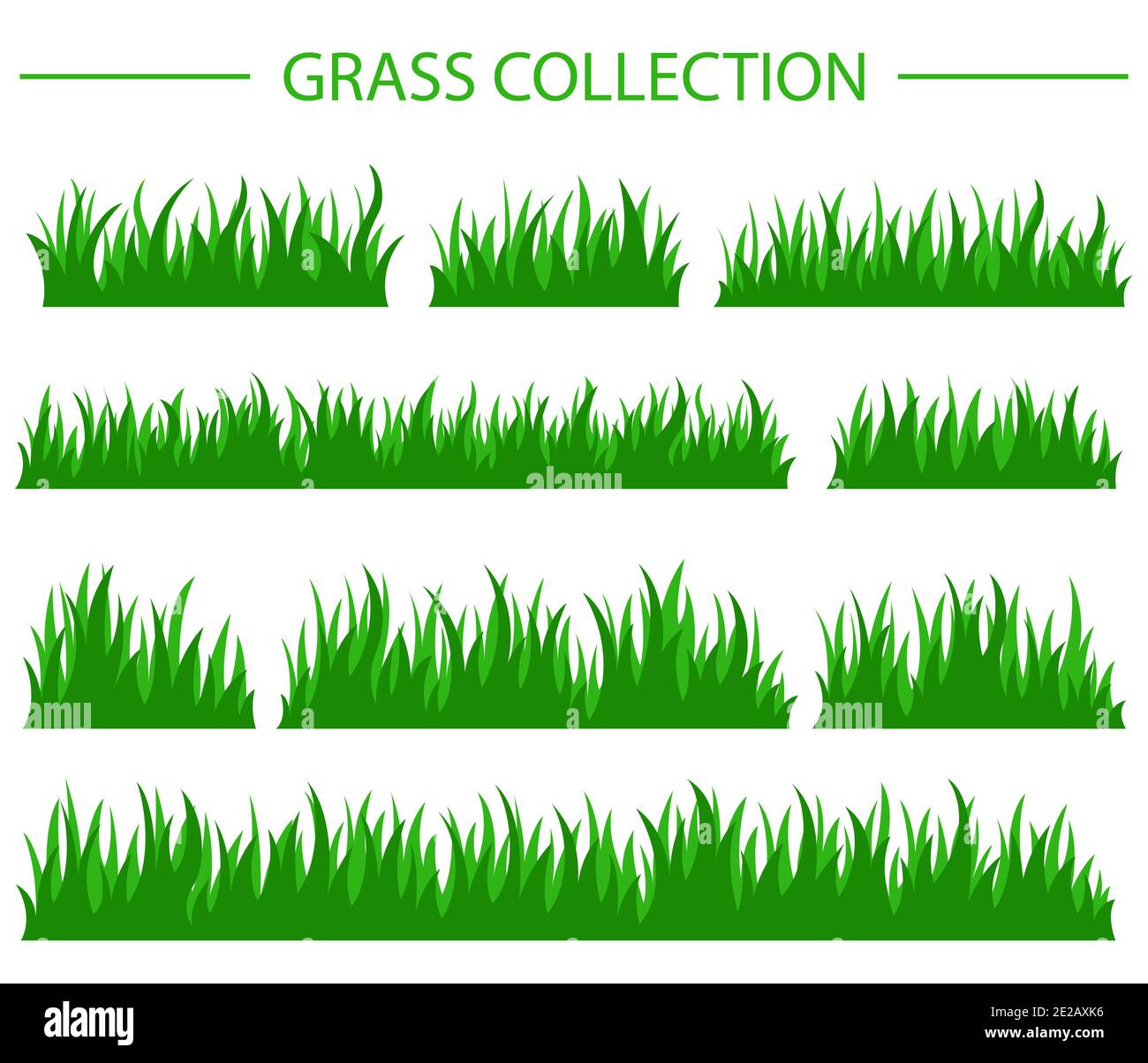Simple flat green grass collection. Vector illustration Stock Vector ...