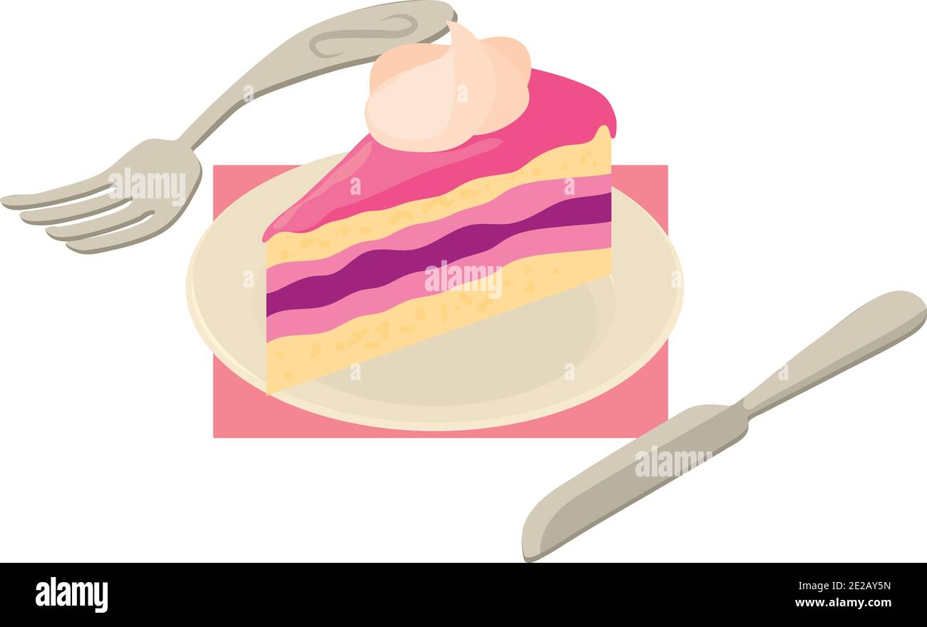 Cake slice icon. Isometric illustration of cake slice vector icon for ...