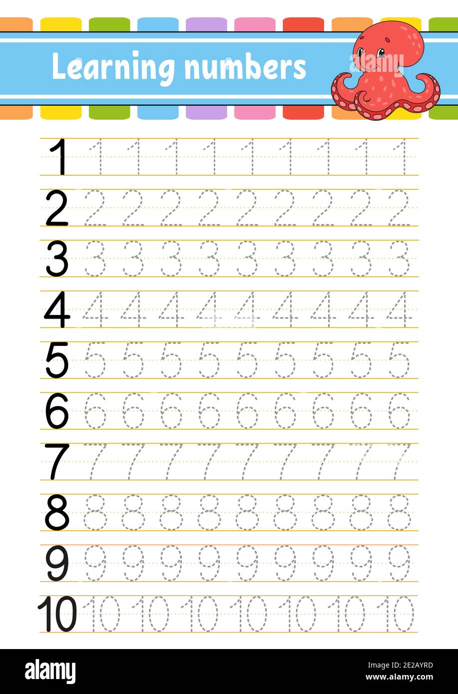 Trace and write. Handwriting practice. Learning numbers for kids ...