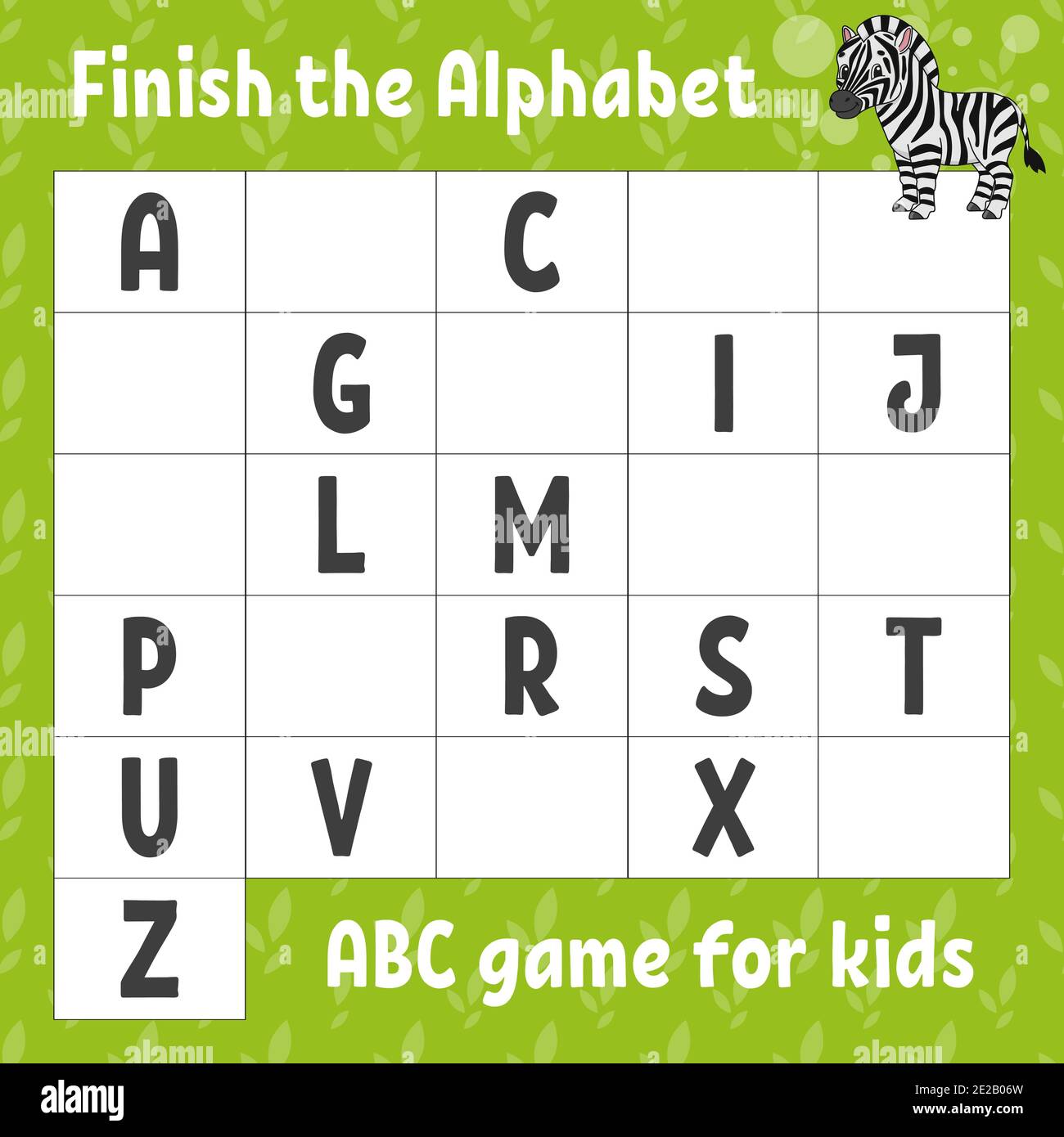 Finish the alphabet. ABC game for kids. Education developing worksheet ...