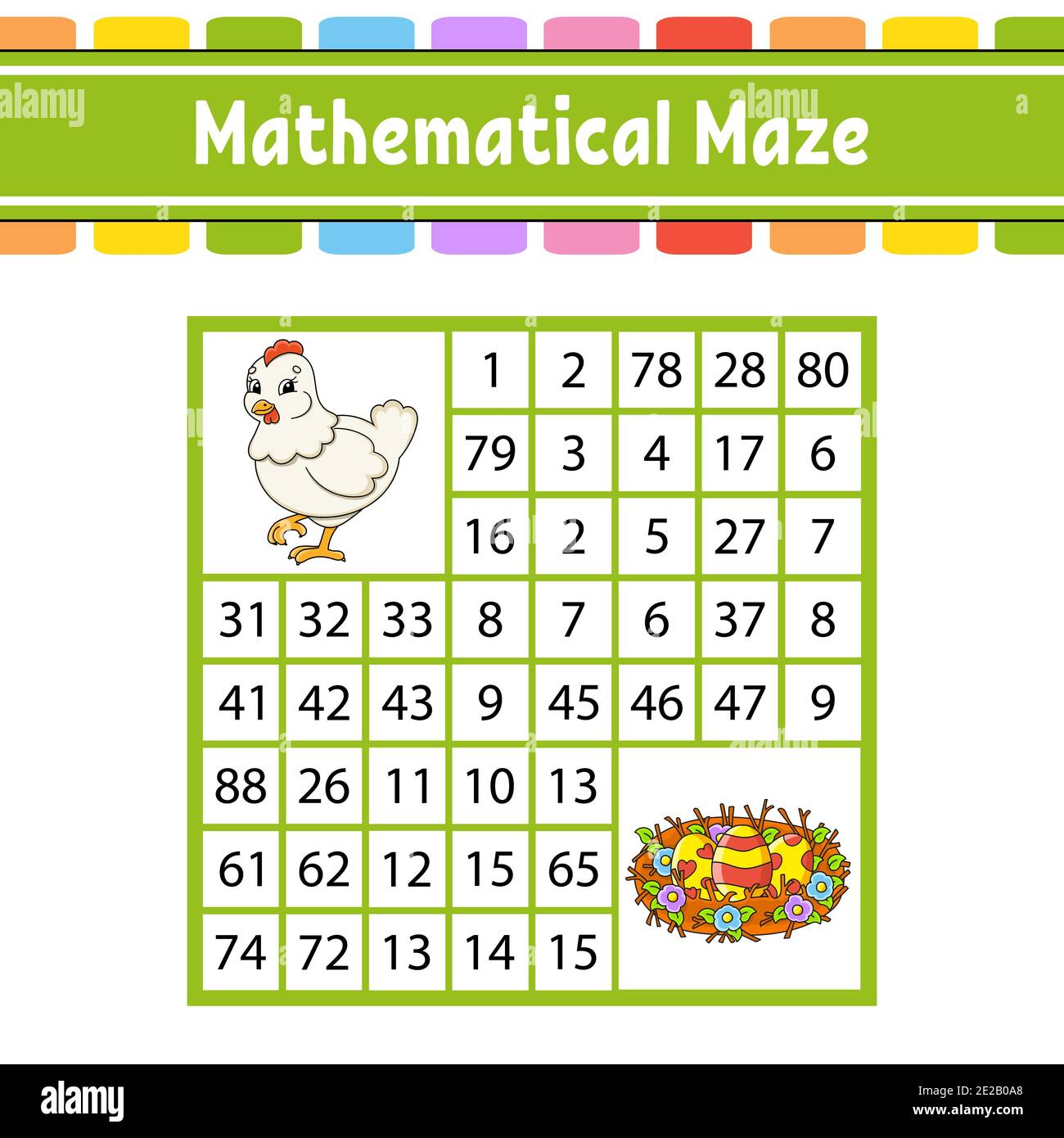 Mathematical maze. Game for kids. Number labyrinth. Education ...