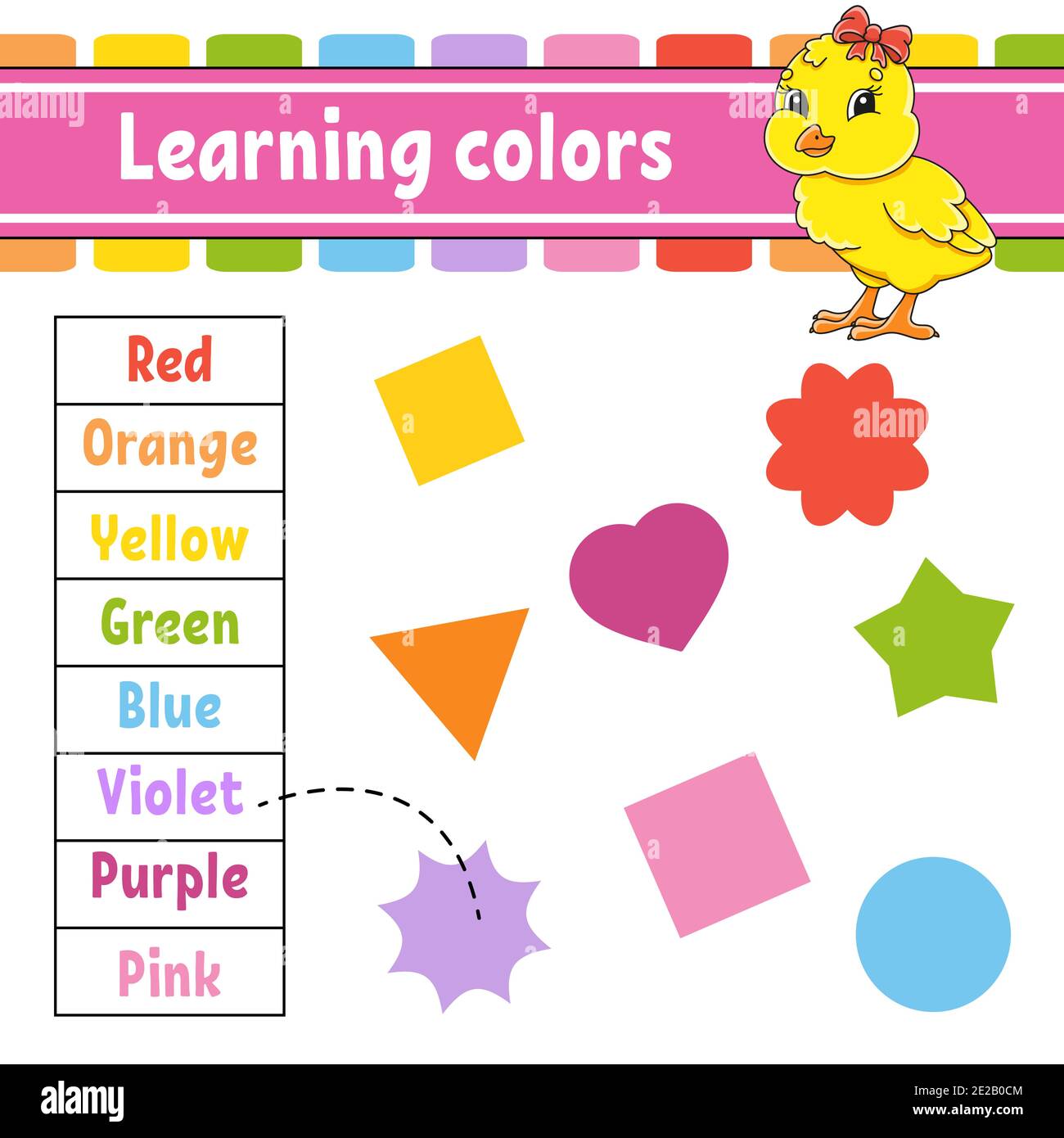 Learning colors. Education developing worksheet. Baby chicken. Activity ...