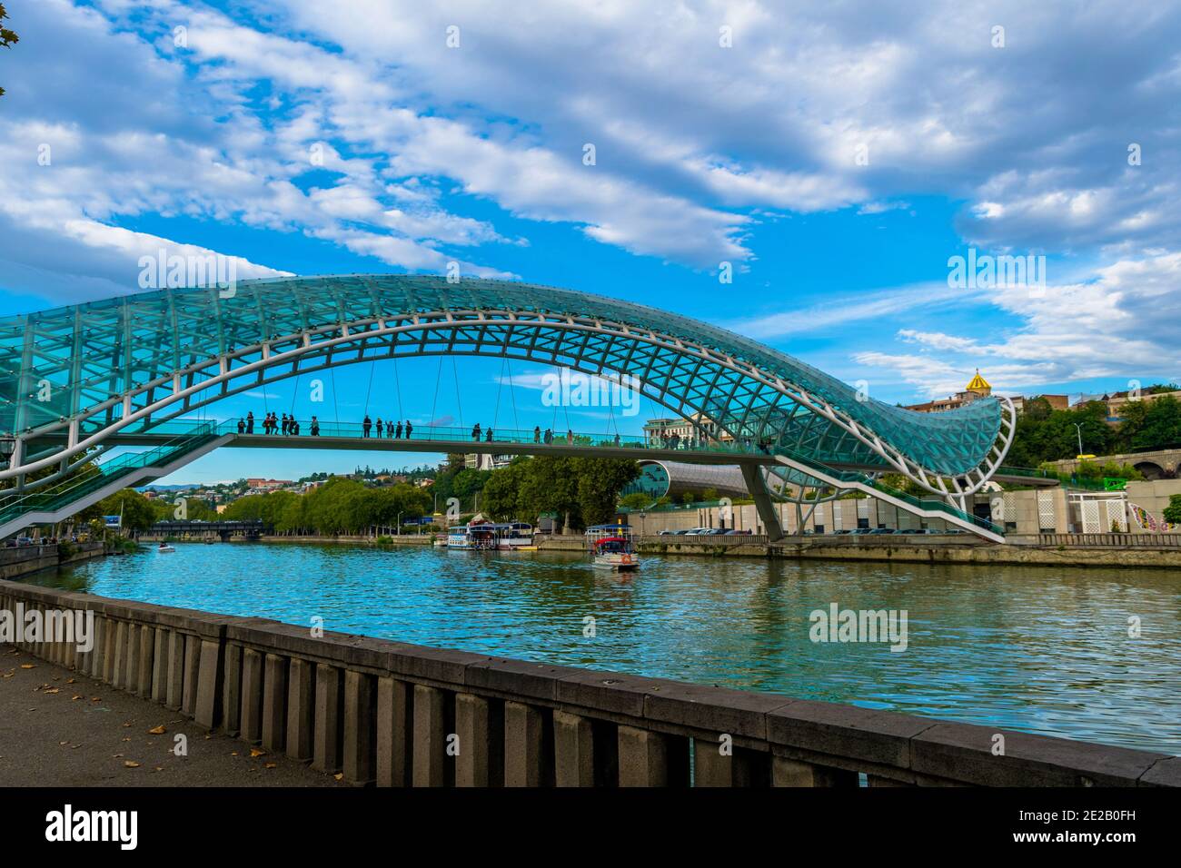 Tbilisi, Georgia - October 1, 2017: The Bridge of Peace is a bow-shaped ...