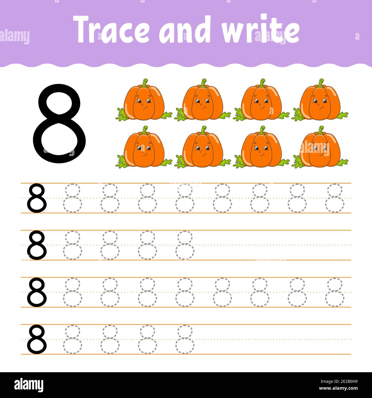 Trace and write. Handwriting practice. Learning numbers for kids ...