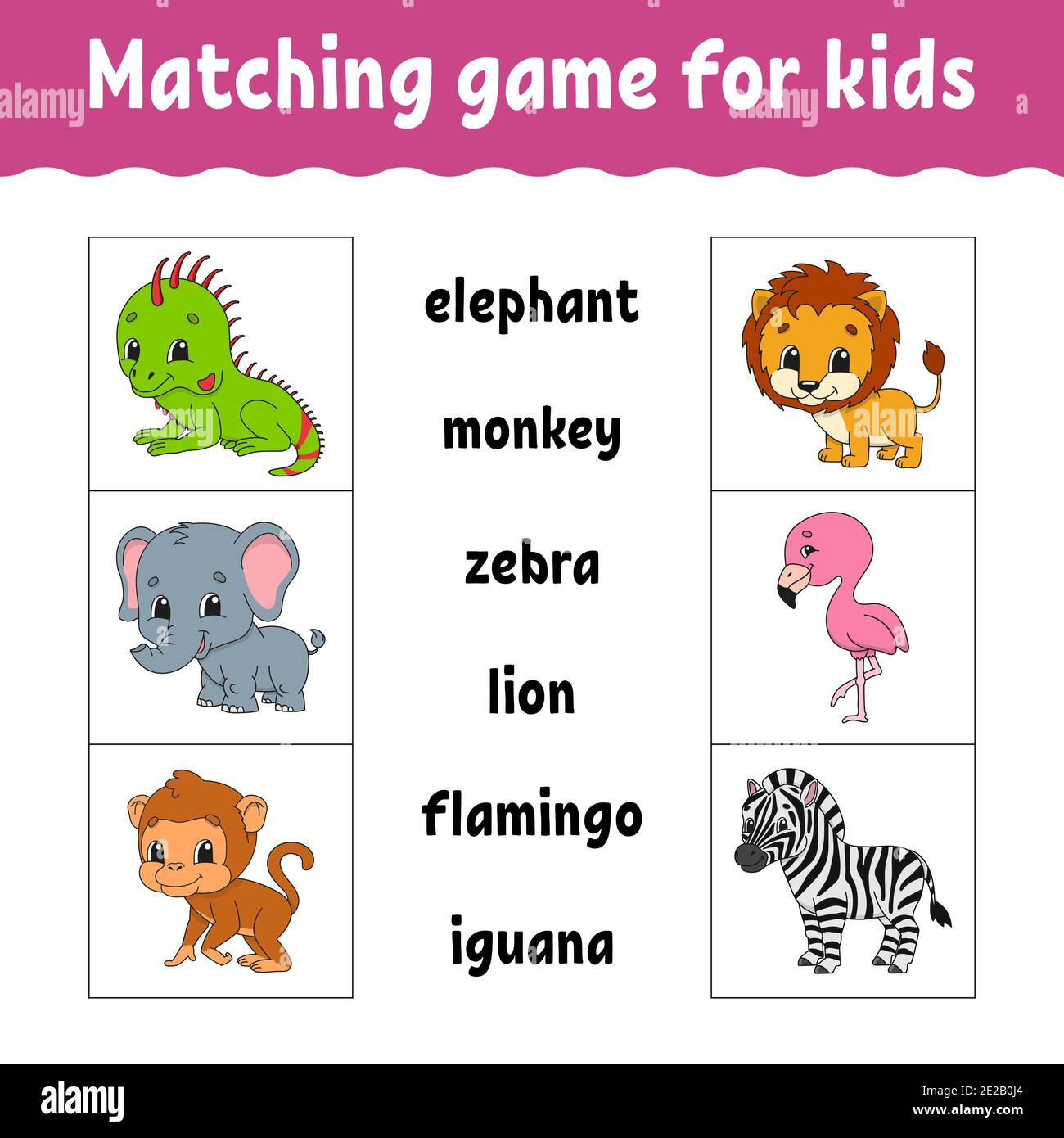 Matching game for kids. Find the correct answer. Draw a line. Learning ...