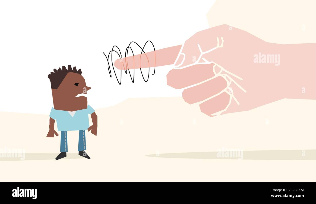 illustrated Big Hand Pointing Finger on a Black Man Stock Photo - Alamy